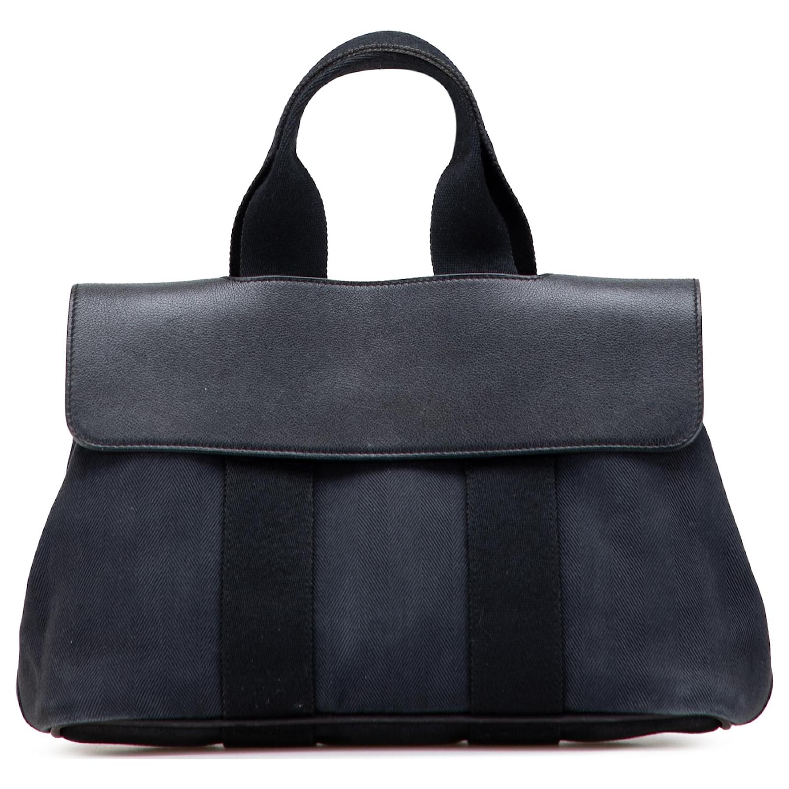 Hermès Black Toile Valparaiso PM Leather Cloth Pony-style calfskin ...