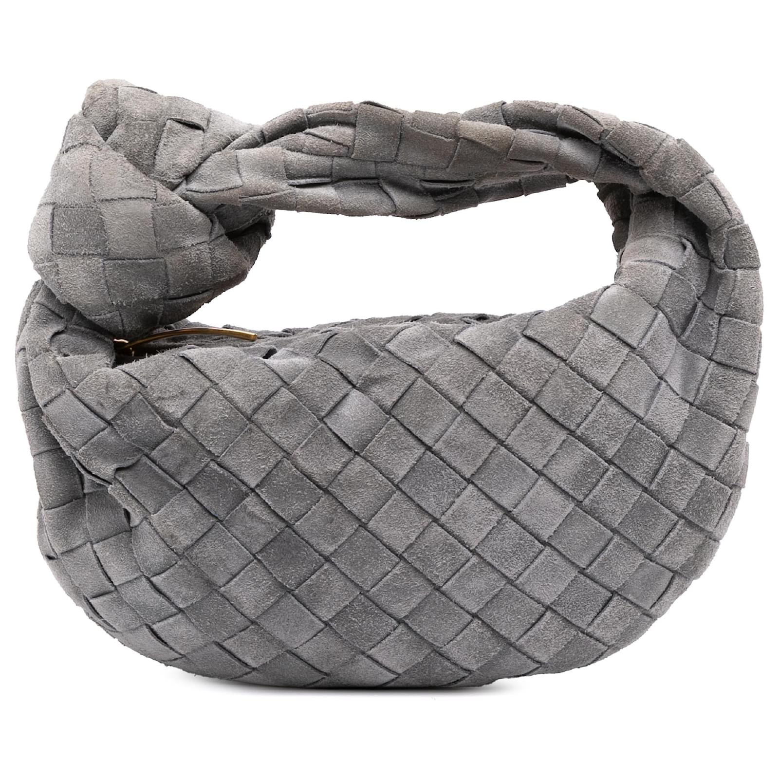 Bottega Veneta Gray Mini Suede Intrecciato Jodie Brown Leather ref ...