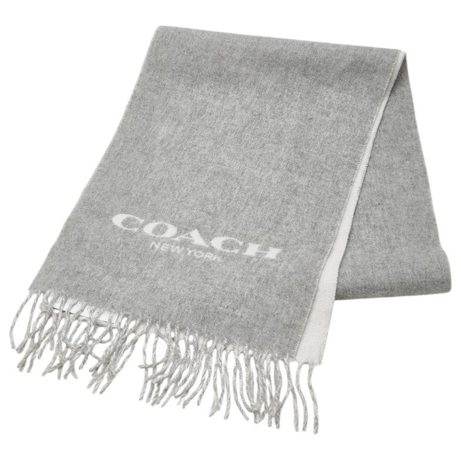 Coach Logo Wool Cashmere Scarf Grey ref.2364560 - Joli Closet