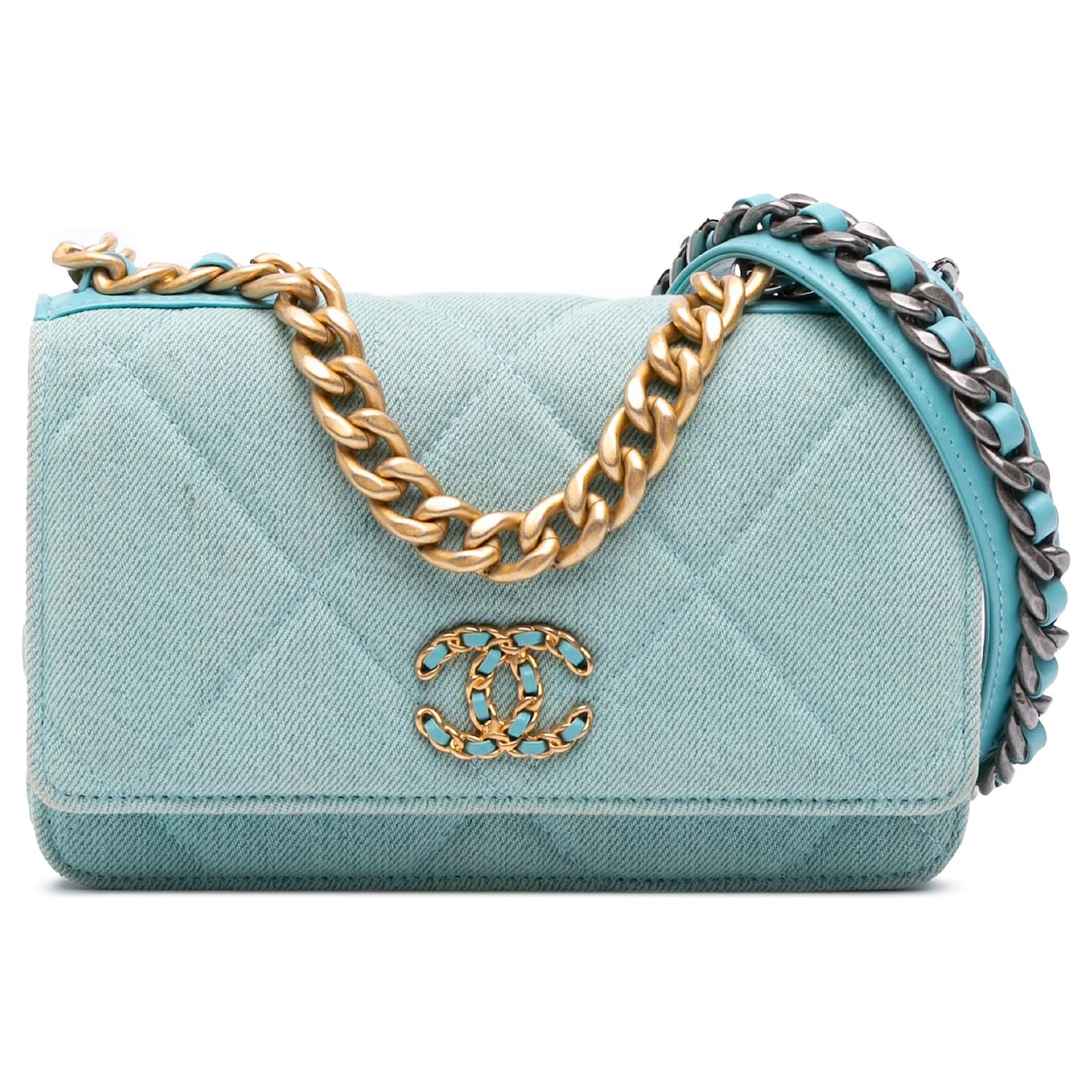 Wallet On Chain Cartera 19 de Chanel en Denim Azul Turquesa Juan Paño ...