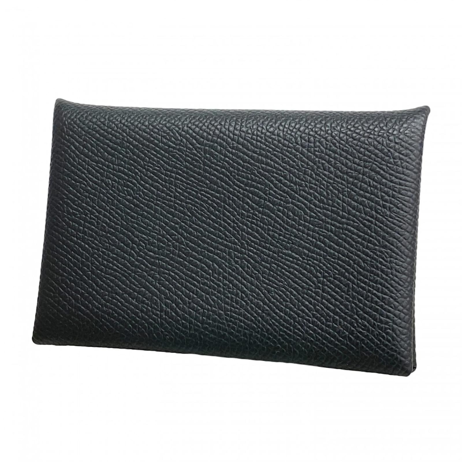 Hermès Hermes Calvi Epsom Card Holder Black Leather ref.2367296 - Joli ...