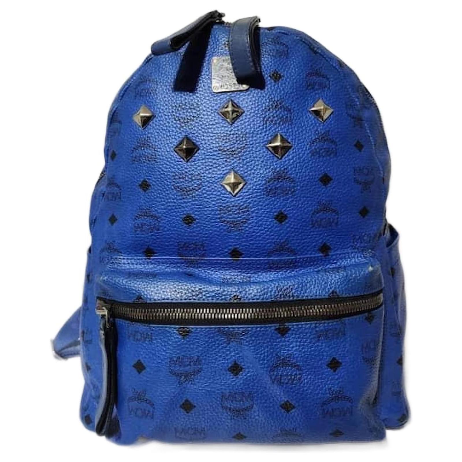 MCM Visetos Medium Sprinkle Stud Stark Backpack Blue Leather ref ...