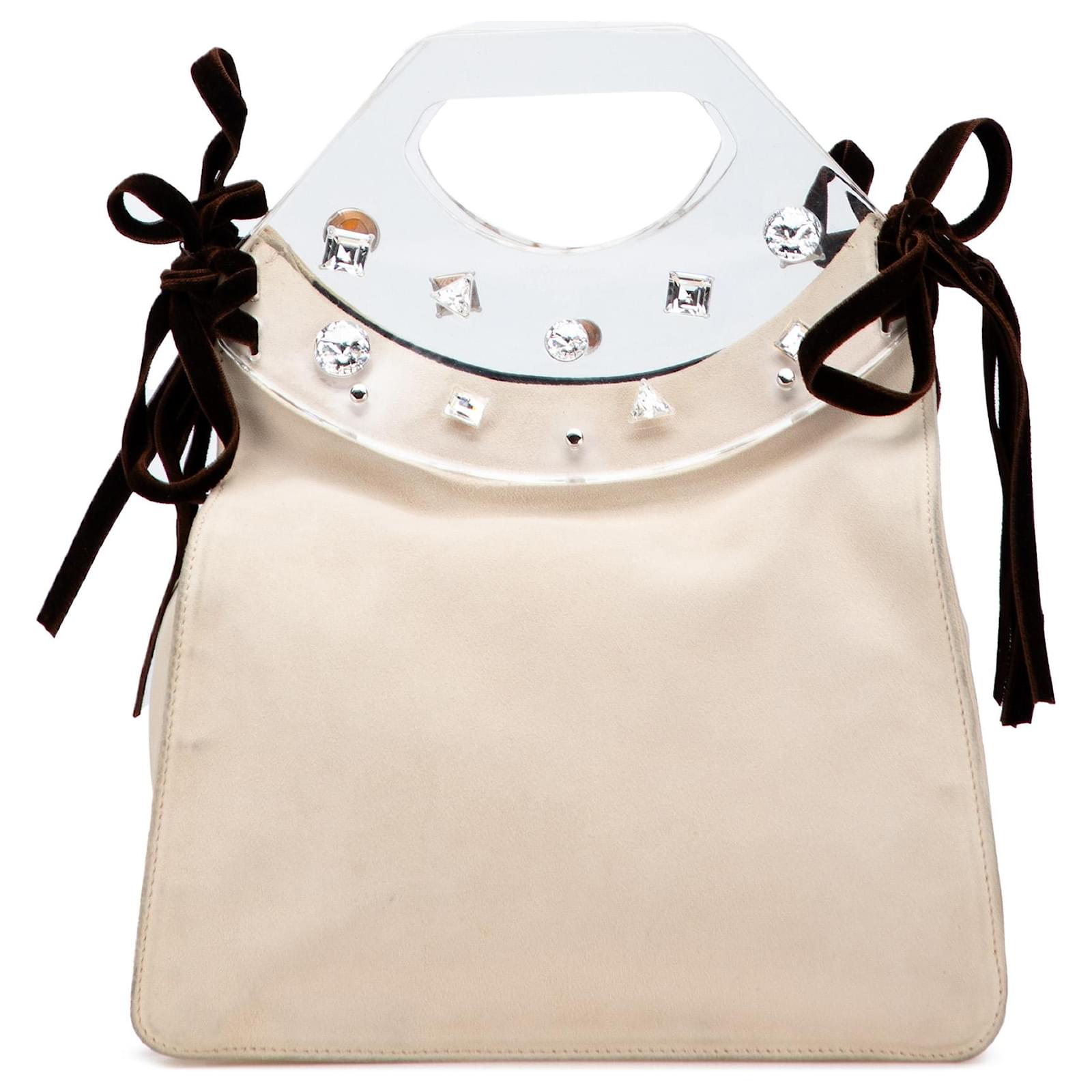 Yves Saint Laurent Brown Suede Crystal Handbag Beige Leather ref ...