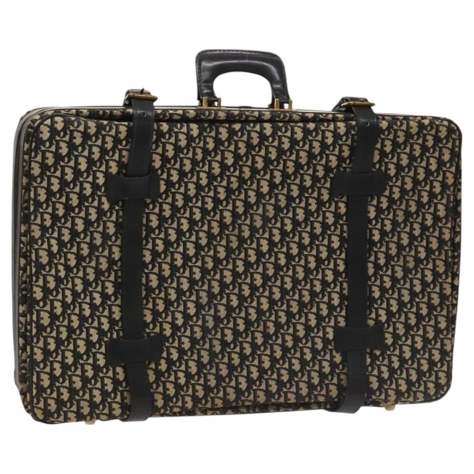 Christian Dior Trotter Canvas Trunk Navy Gold Auth 128550 Golden Navy ...