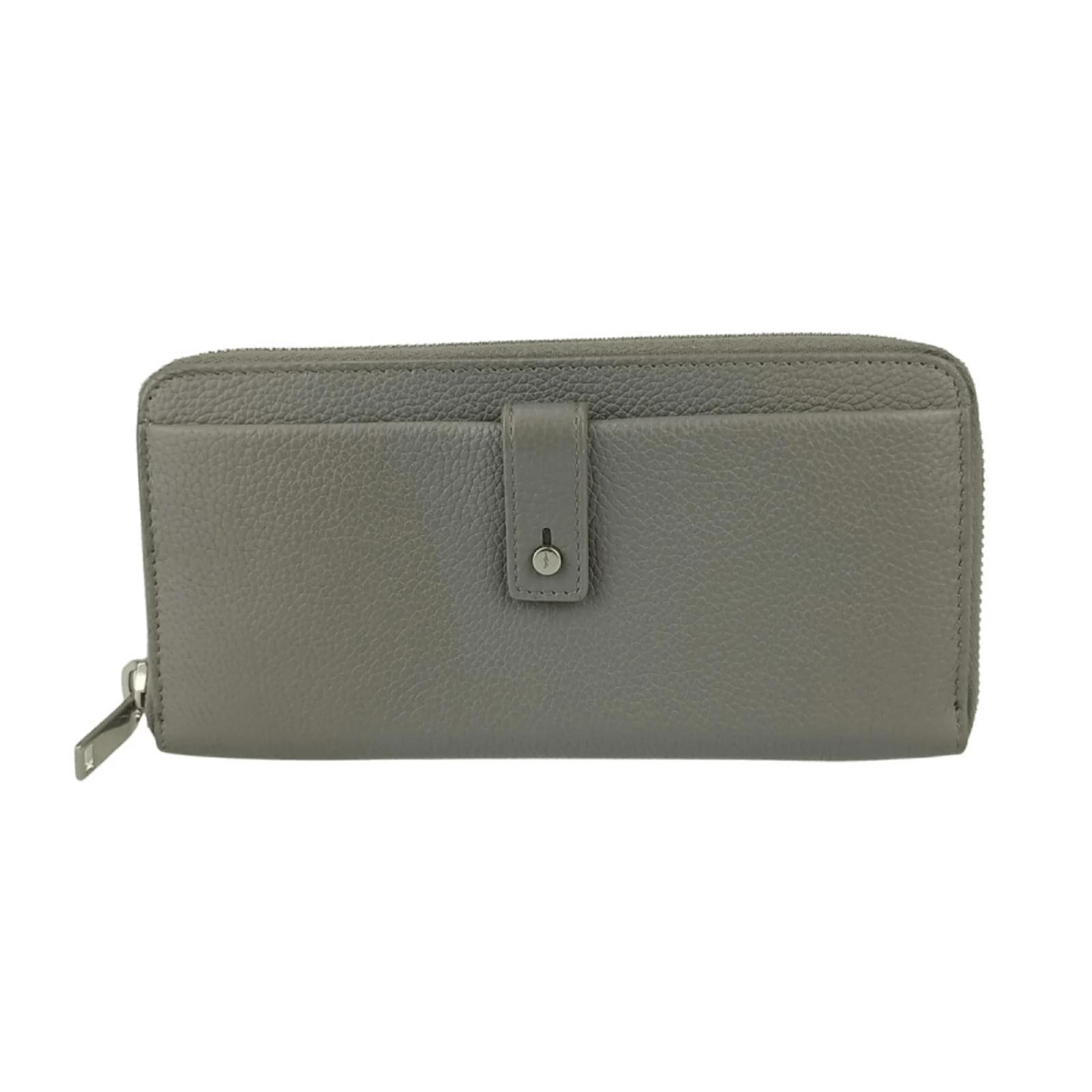 Yves Saint Laurent Gray Long Bill Wallet Brown Leather ref.2376908 ...