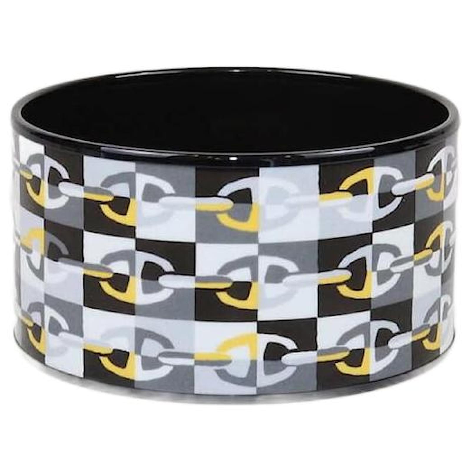 Hermès Hermes Black/Multicolor PVD Collier De Print Extra Wide Bracelet ...
