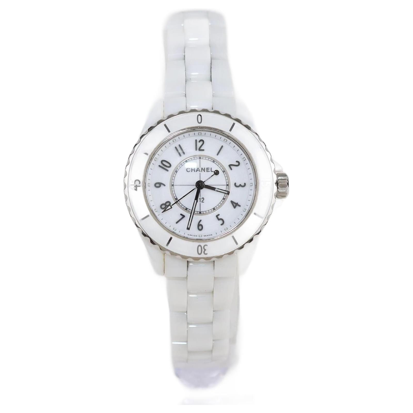 Chanel White Ceramic Stainless Steel J12 33 mm Watch ref.2379870 - Joli ...