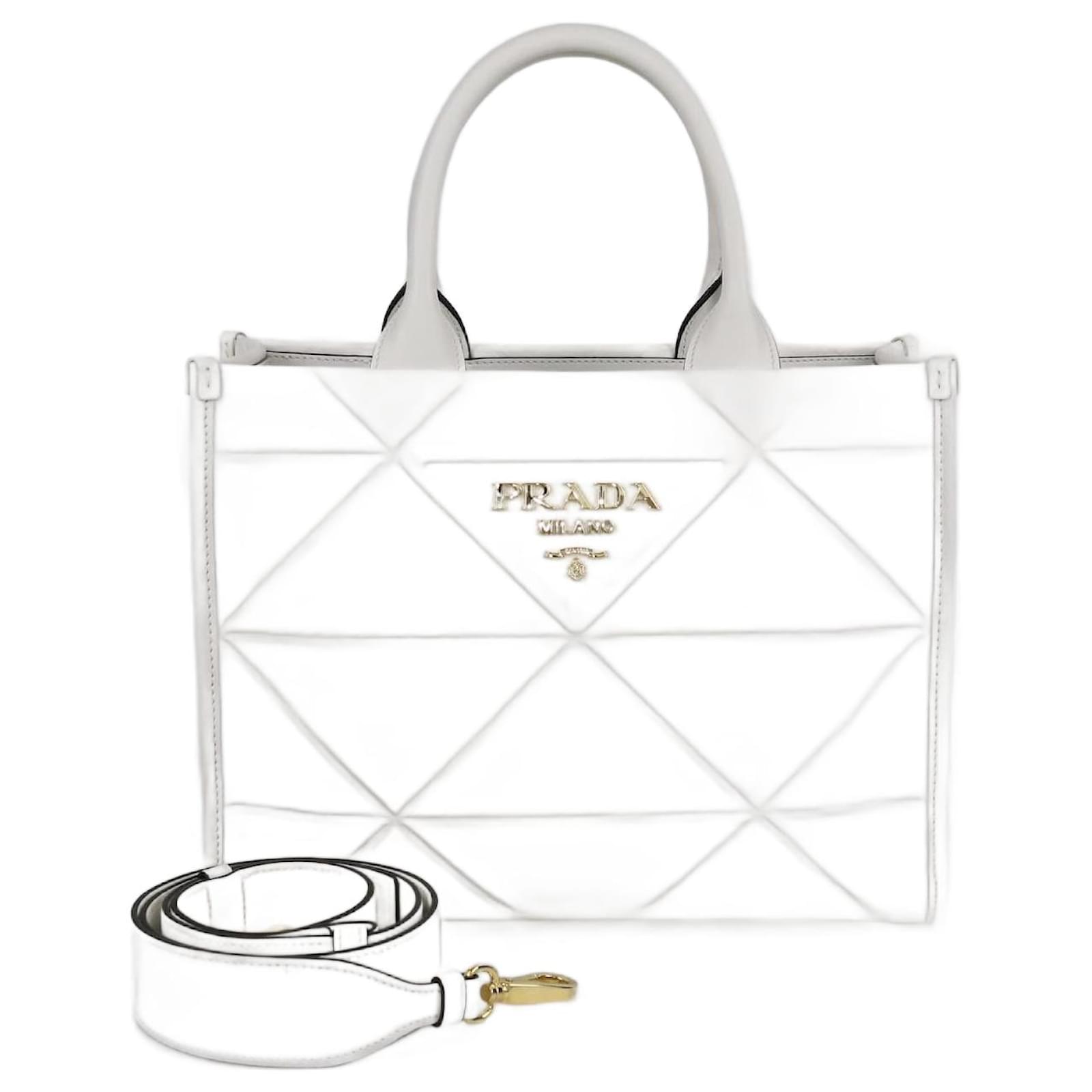 Prada White Quilted Medium Symbole Tote Leather ref.2380083 - Joli Closet
