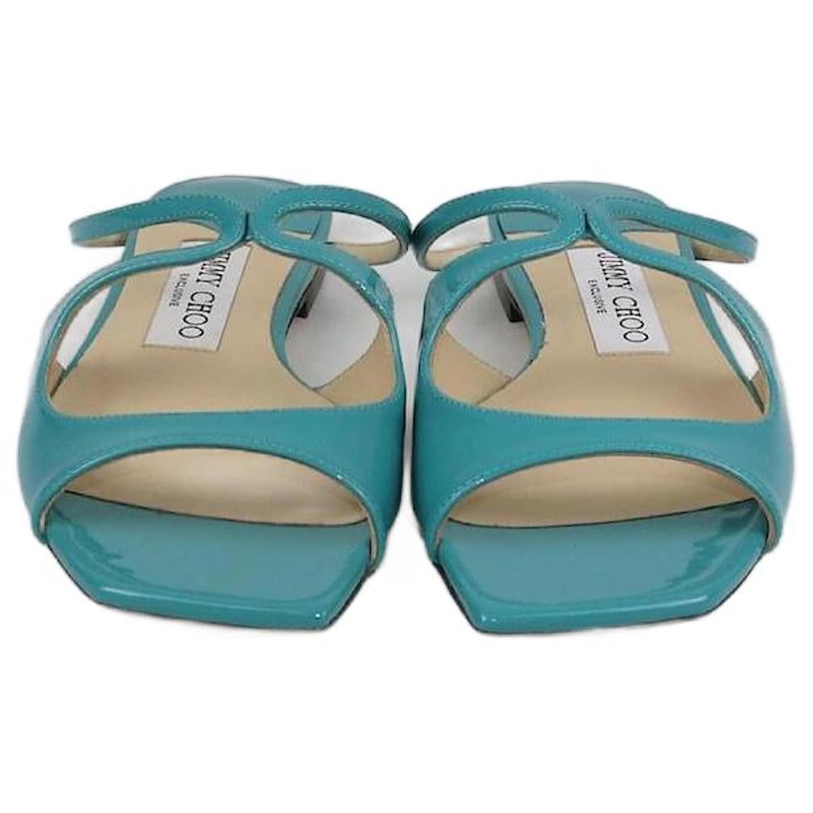 Jimmy Choo Green Patent Anise Flat Sandals Patent leather ref.2380102 ...