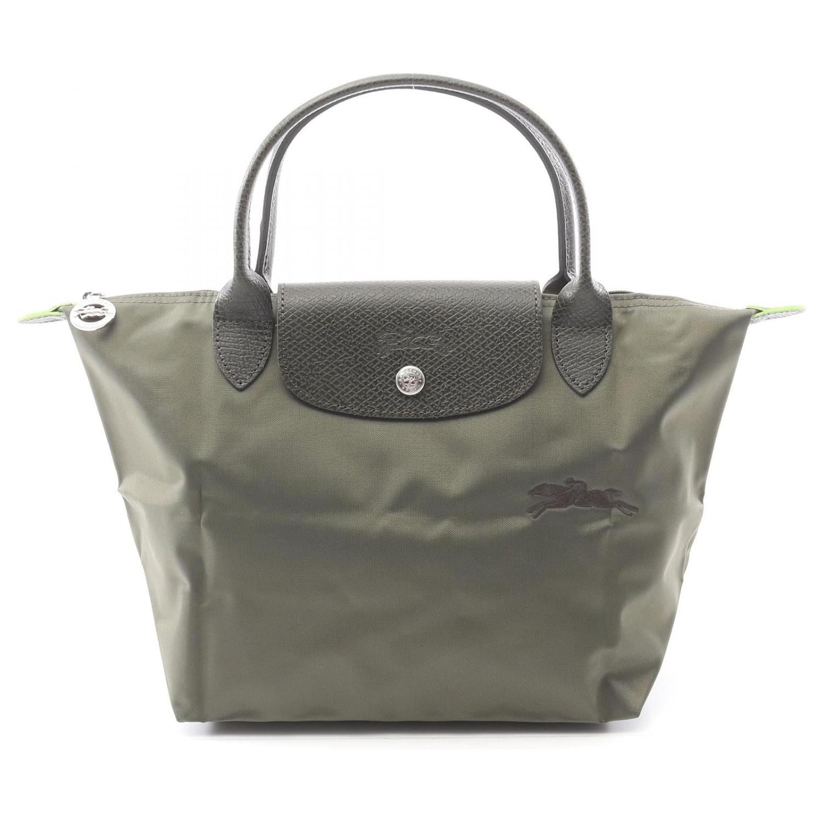 Longchamp Le Pliage Green Canvas Leather Tote Bag Cloth ref.2395596 ...