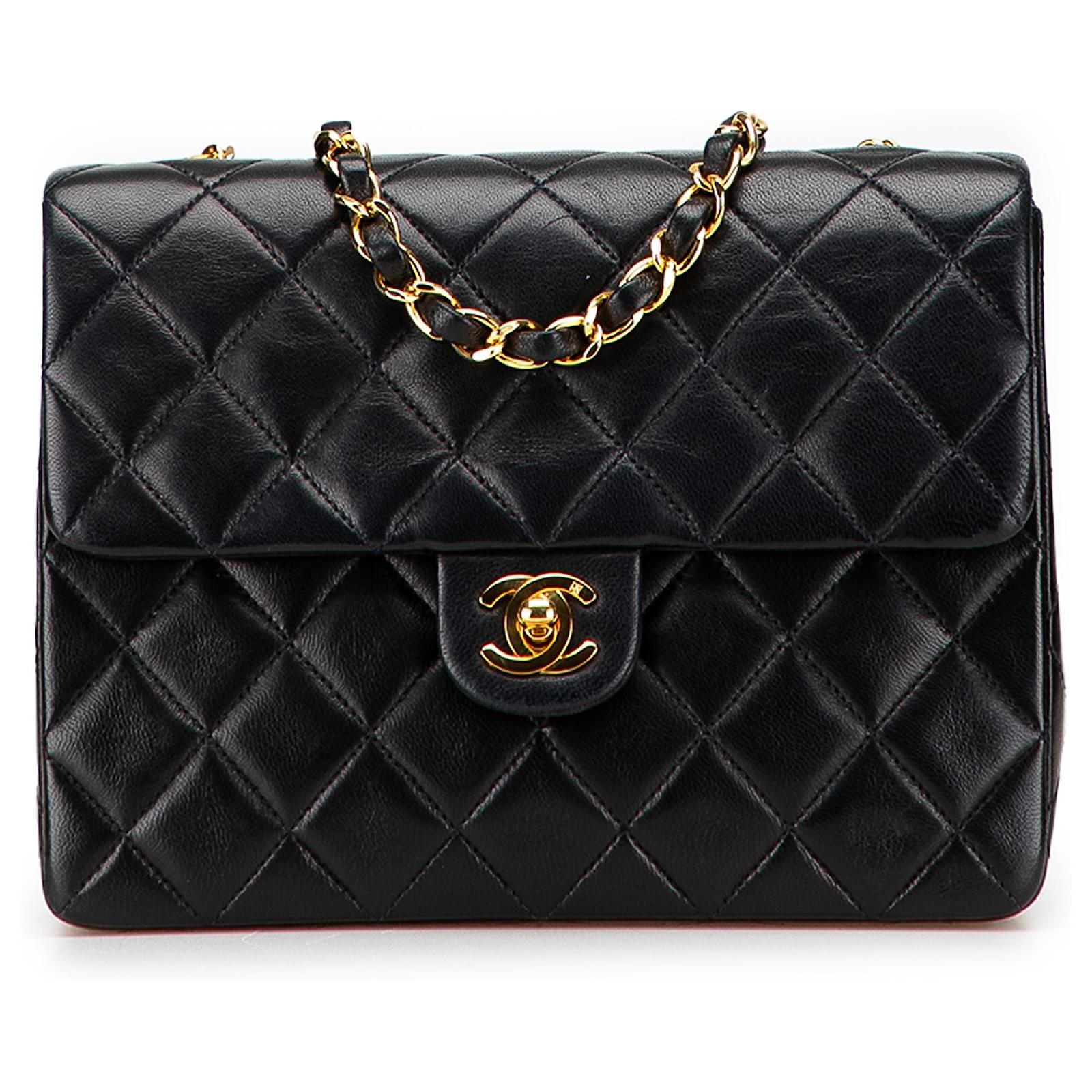 Chanel Black Square Quilted Lambskin Single Flap Leather ref.2396957 ...