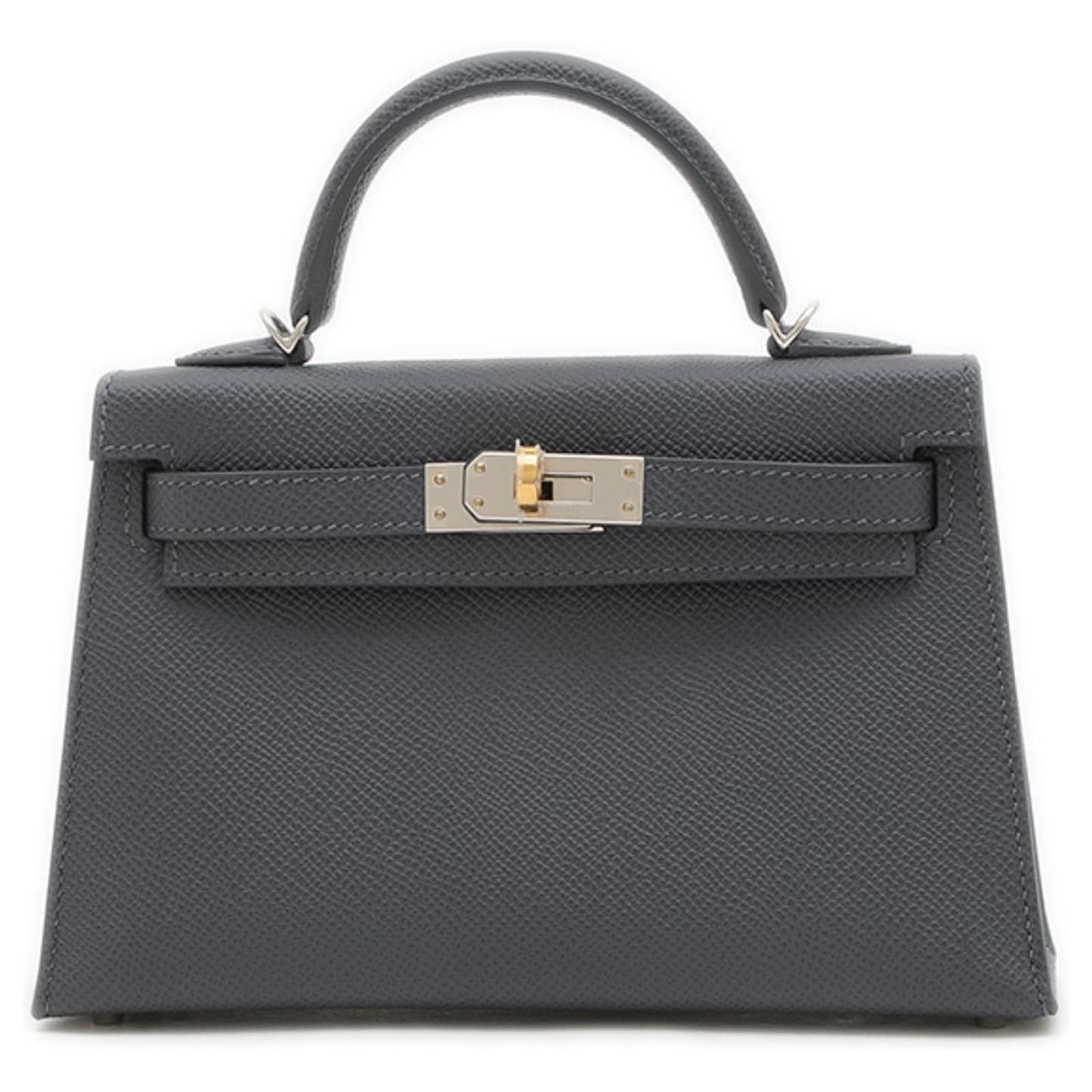 Hermès Hermes Kelly Mini Dou 2 Handbag Grey Leather ref.2397108 - Joli ...