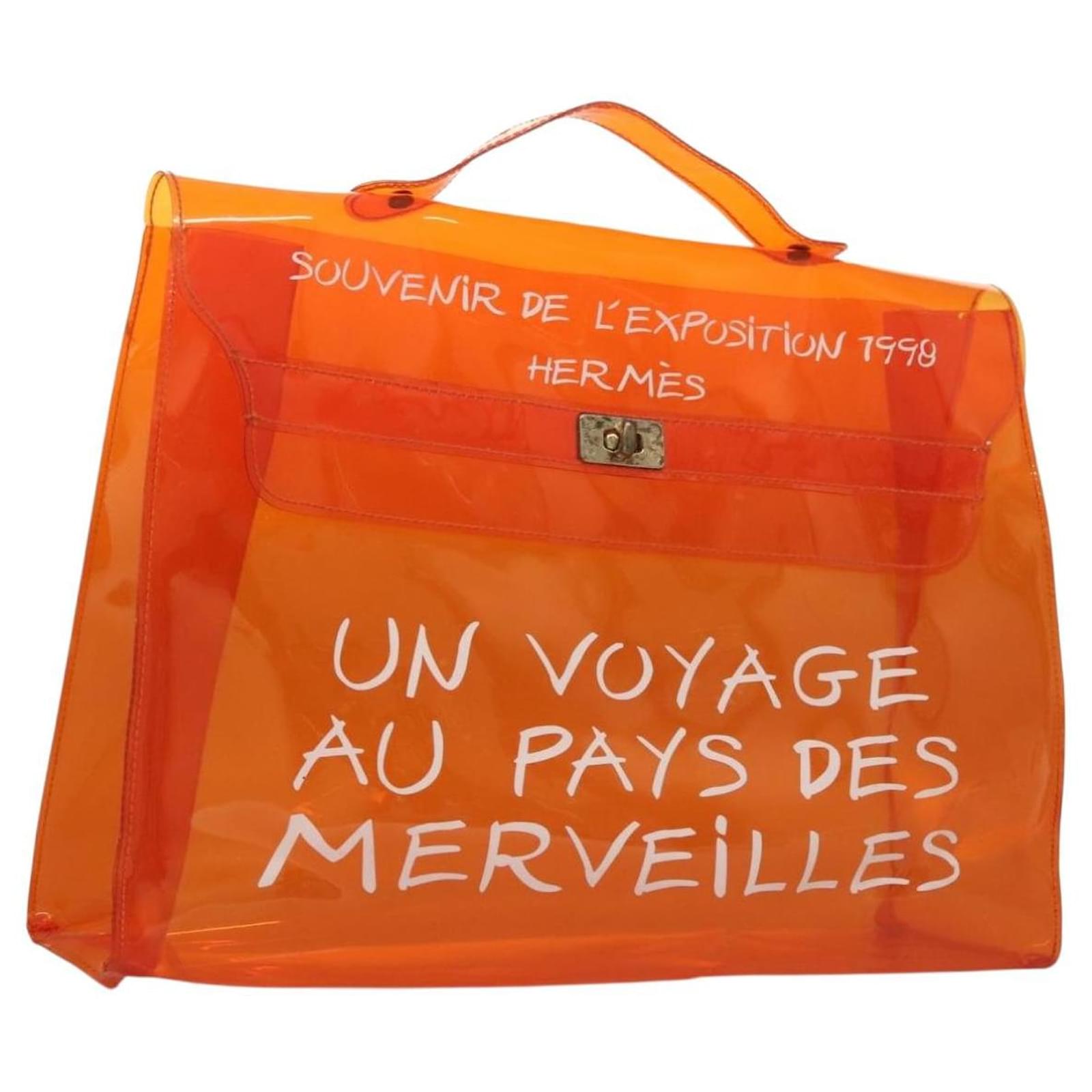 Hermès HERMES Vinyl Kelly Hand Bag Vinyl Orange Auth 134492 ...