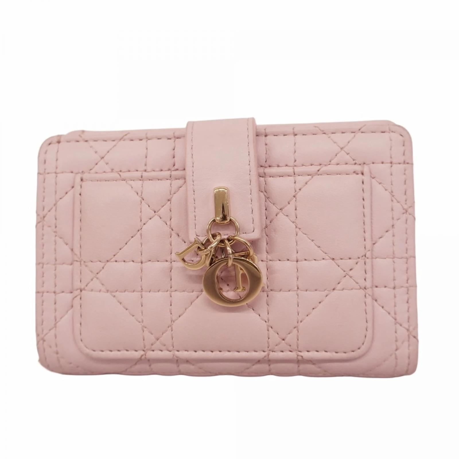 Christian Dior Cannage Leather Wallet Pink ref.2407922 - Joli Closet
