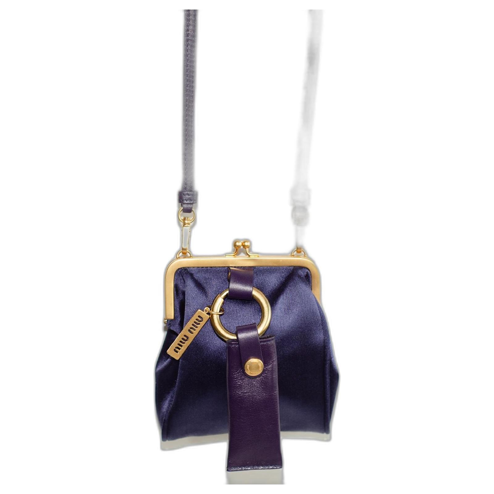 Miu Miu Blue Mini Bag Dark blue Silk Viscose ref.2416617 - Joli Closet