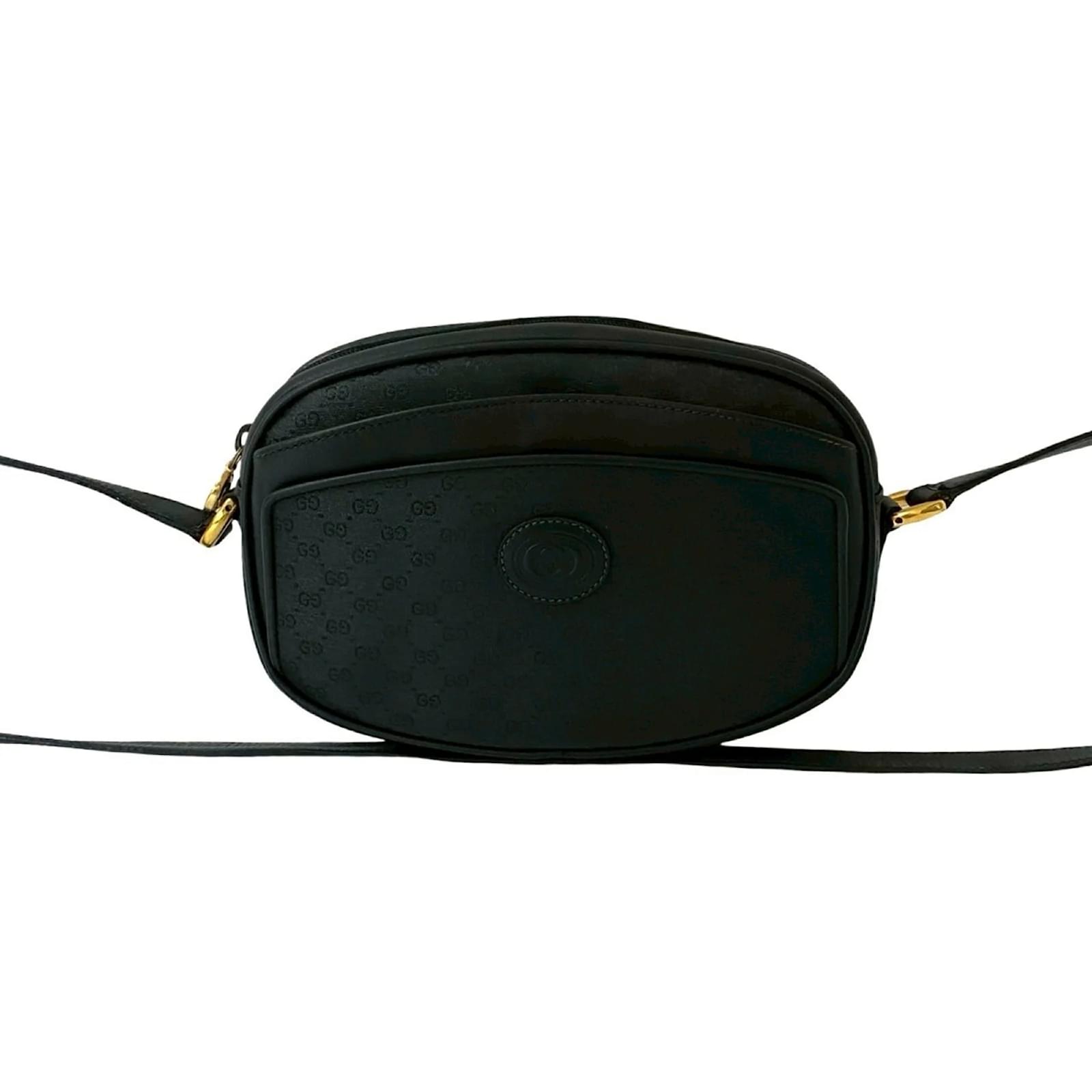 Gucci Old Micro GG Logo Leather Shoulder Bag Black Plastic ref.2419270 ...