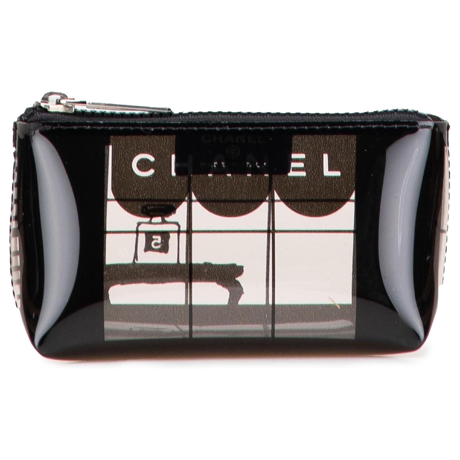 Chanel Black Vinyl Coco Window Cosmetic Pouch Plastic ref.2424484 ...