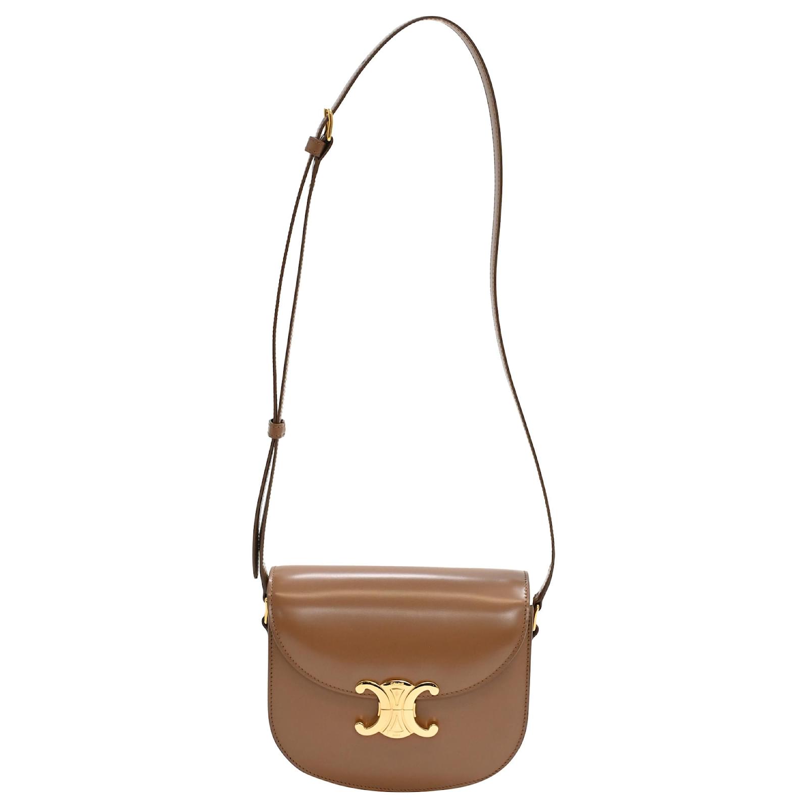 Céline Celine Teen Besace Triomphe Flap Shoulder Bag in Brown Calf ...