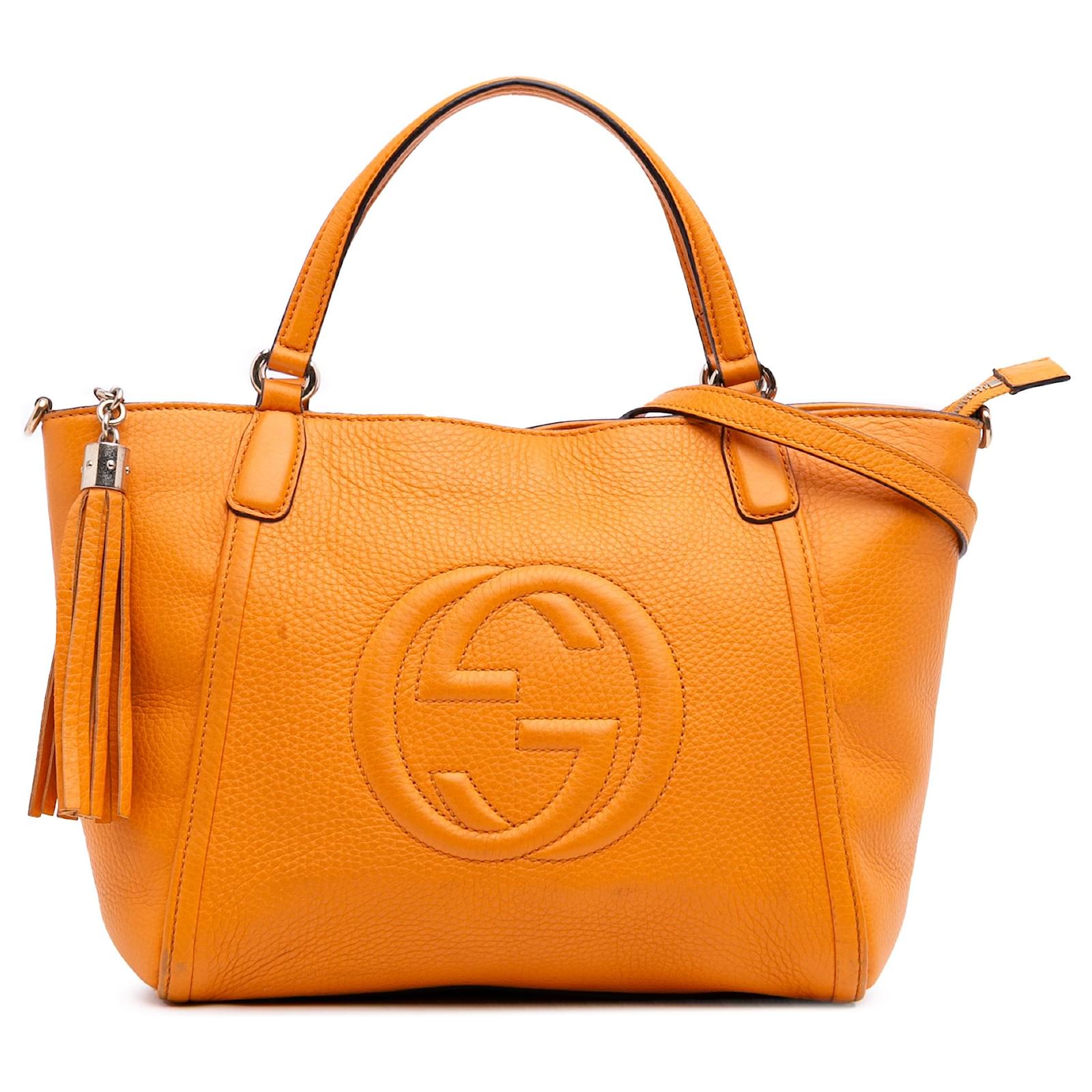 Gucci Orange Small Leather Soho Cellarius Satchel Pony-style calfskin ...