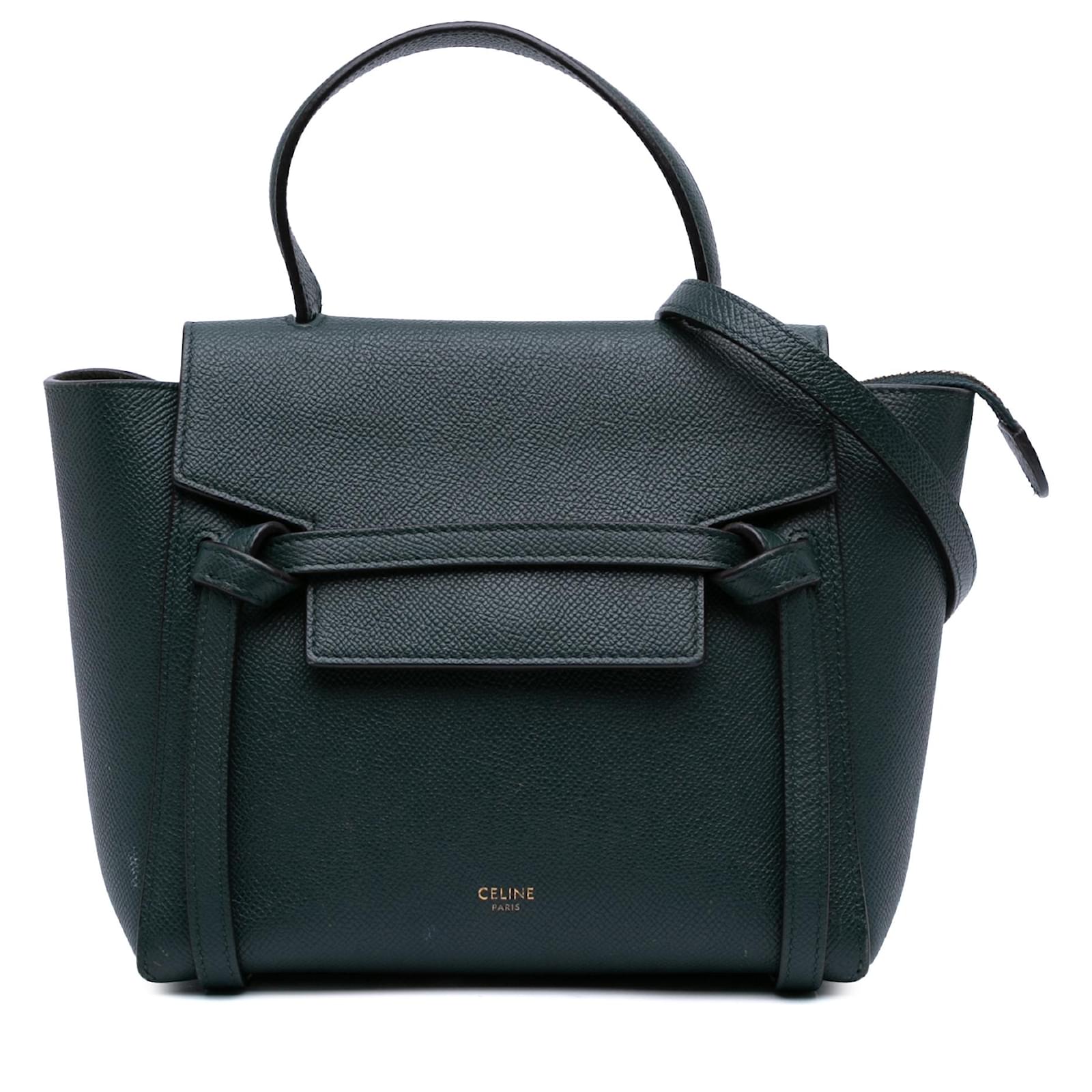 Céline Celine Green Nano Grained Calfskin Belt Bag Dark green Leather ...