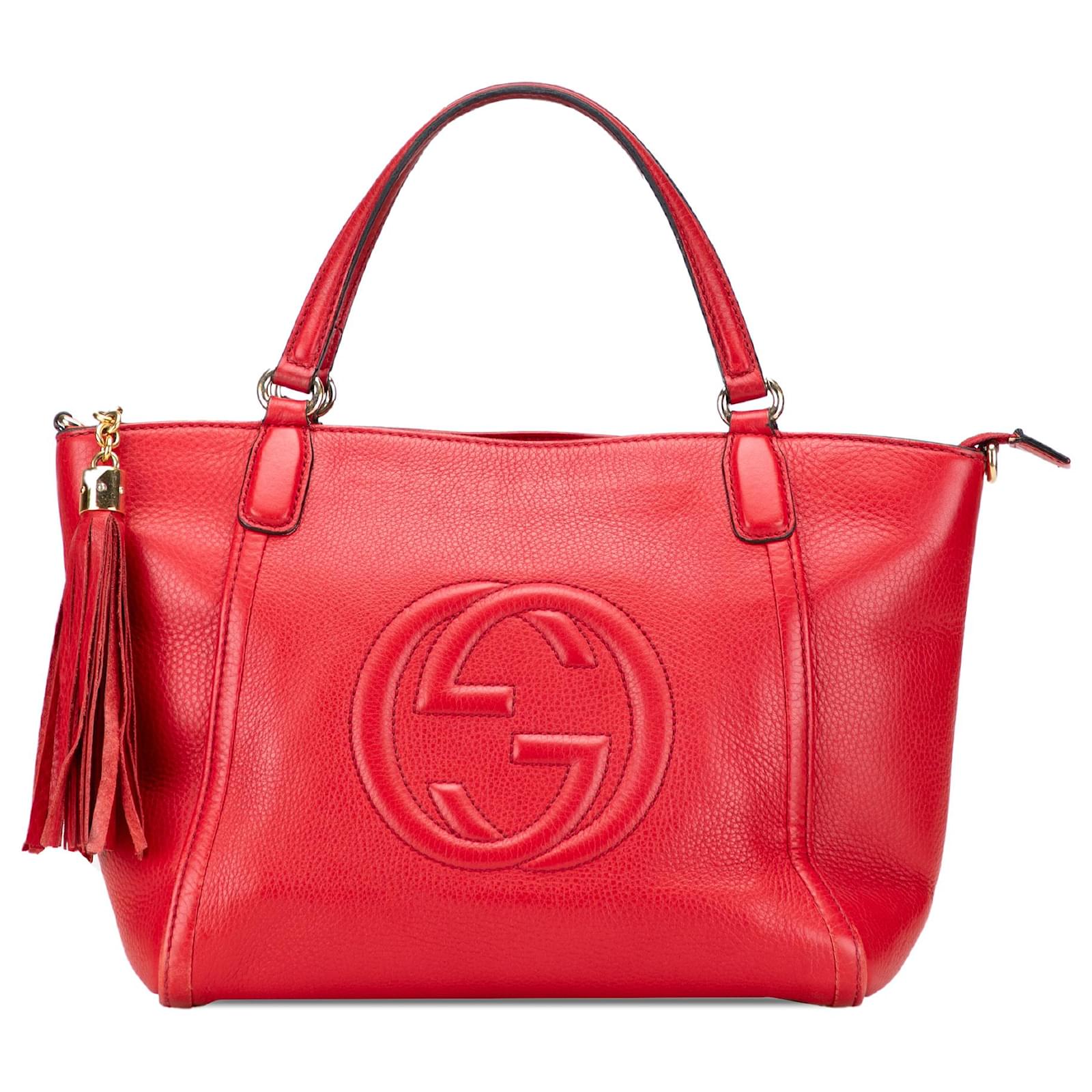 Gucci Red Small Leather Soho Cellarius Satchel Pony-style calfskin ref ...