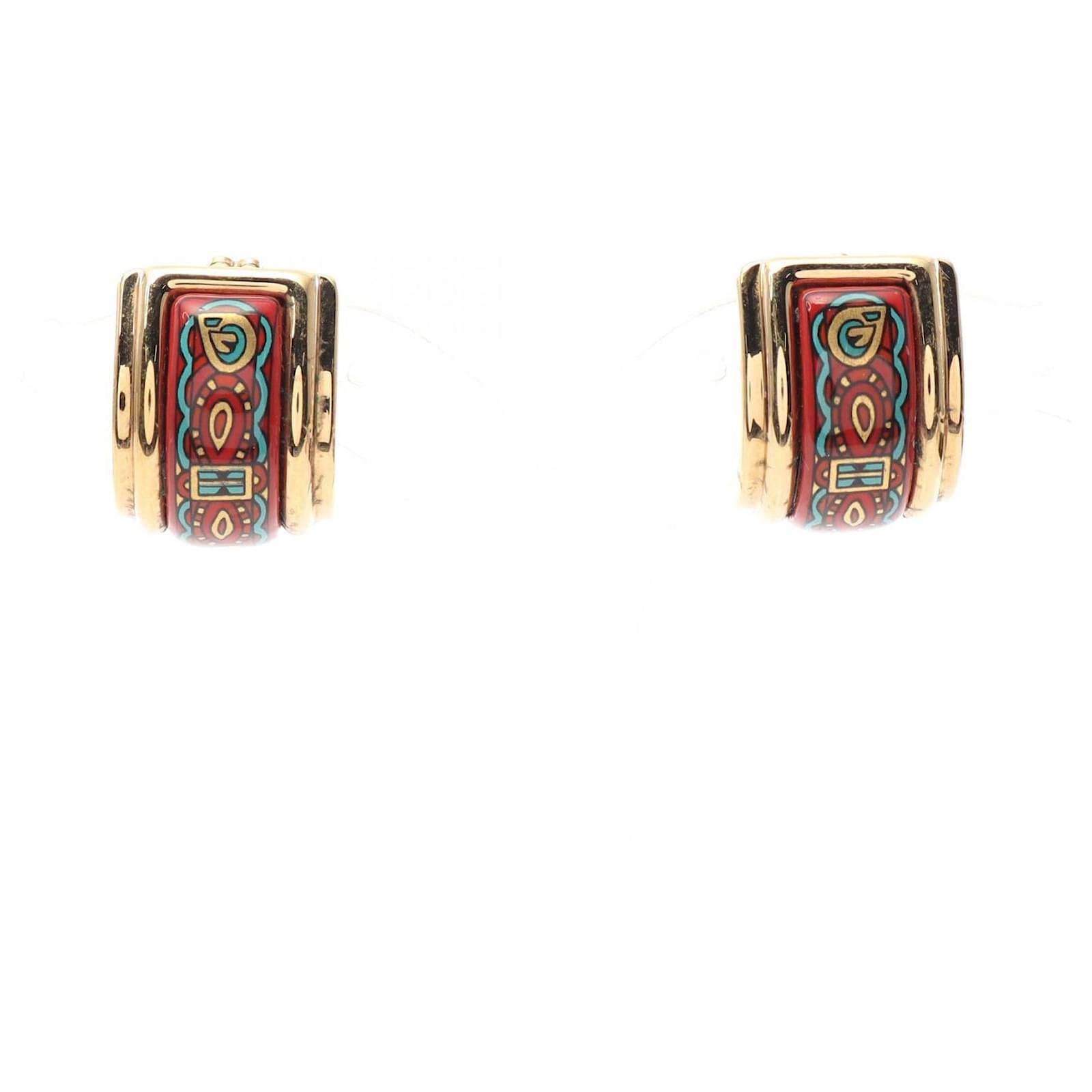 Hermès Hermes Email Earrings Silvery Metal ref.2385540 - Joli Closet
