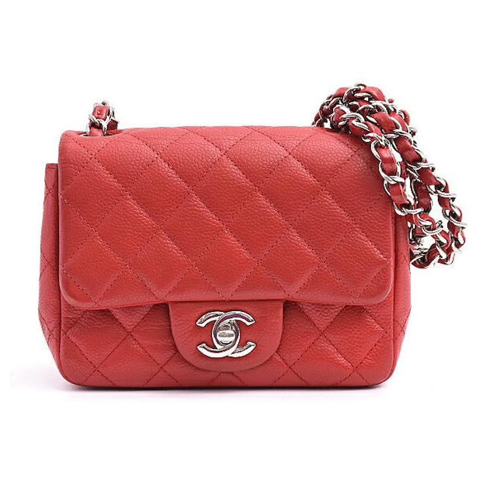 Chanel Caviar Matelasse Mini Matelasse Chain Shoulder Bag Red Leather ...