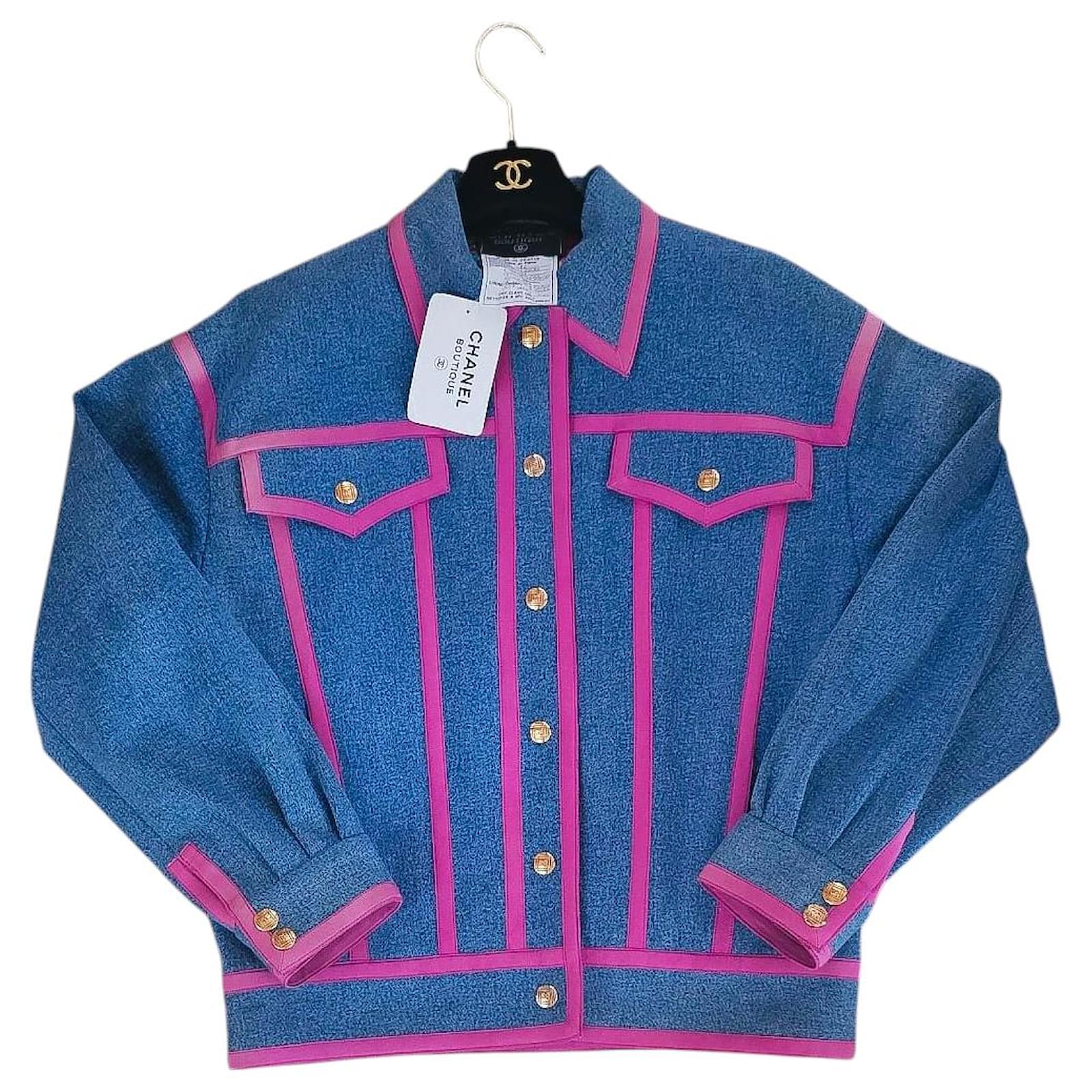 Chanel Collection Jacket Pink Blue Wool ref.2430592 - Joli Closet