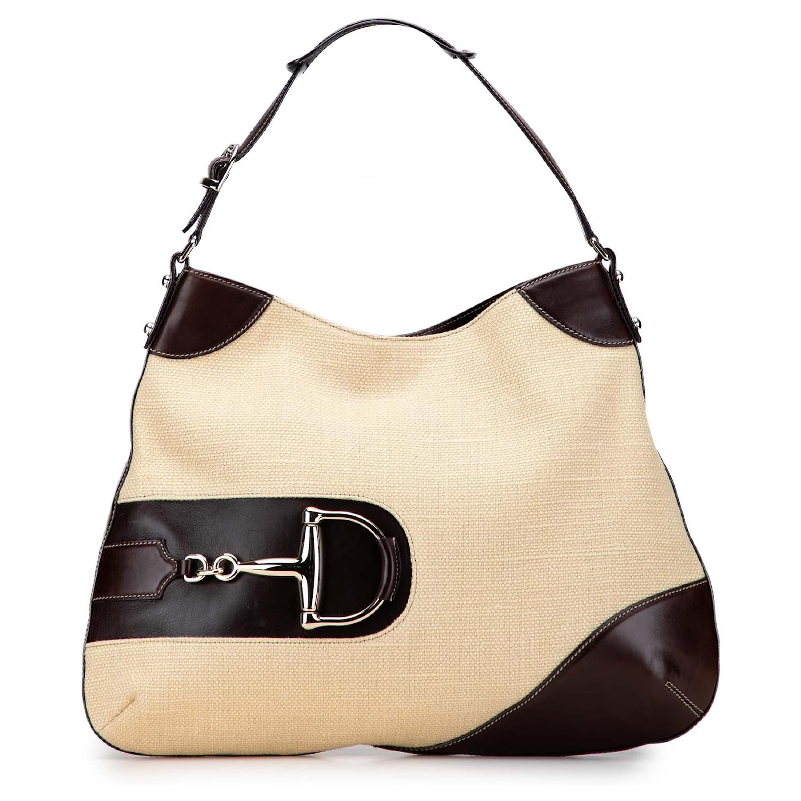 Gucci Brown Raffia Hasler Hobo Beige ref.2433022 - Joli Closet