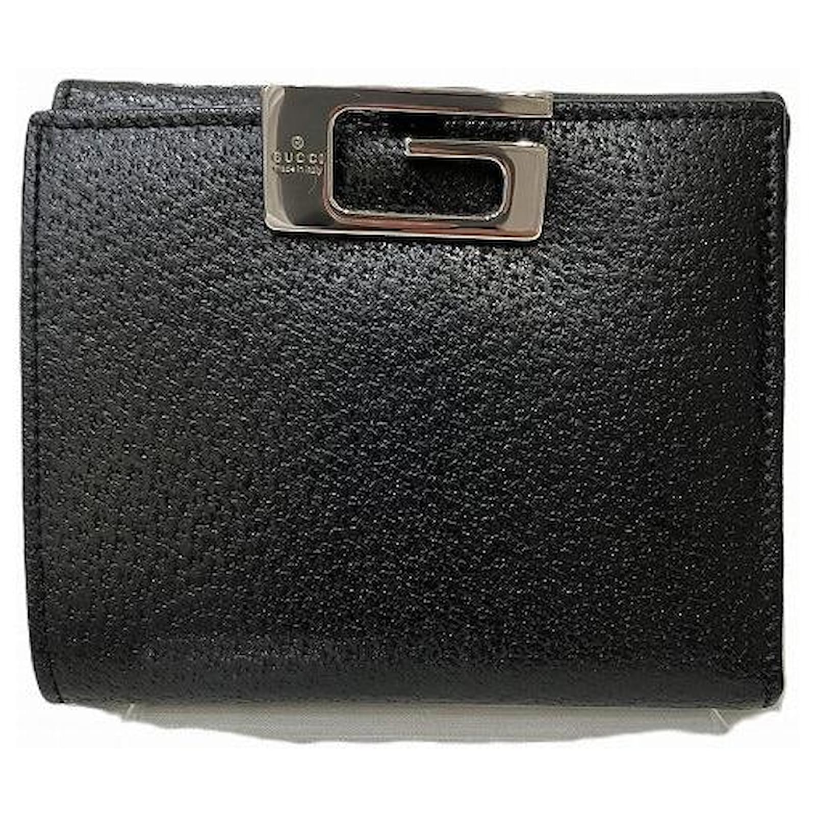 Gucci G Clip Leather Wallet Black ref.2433584 - Joli Closet