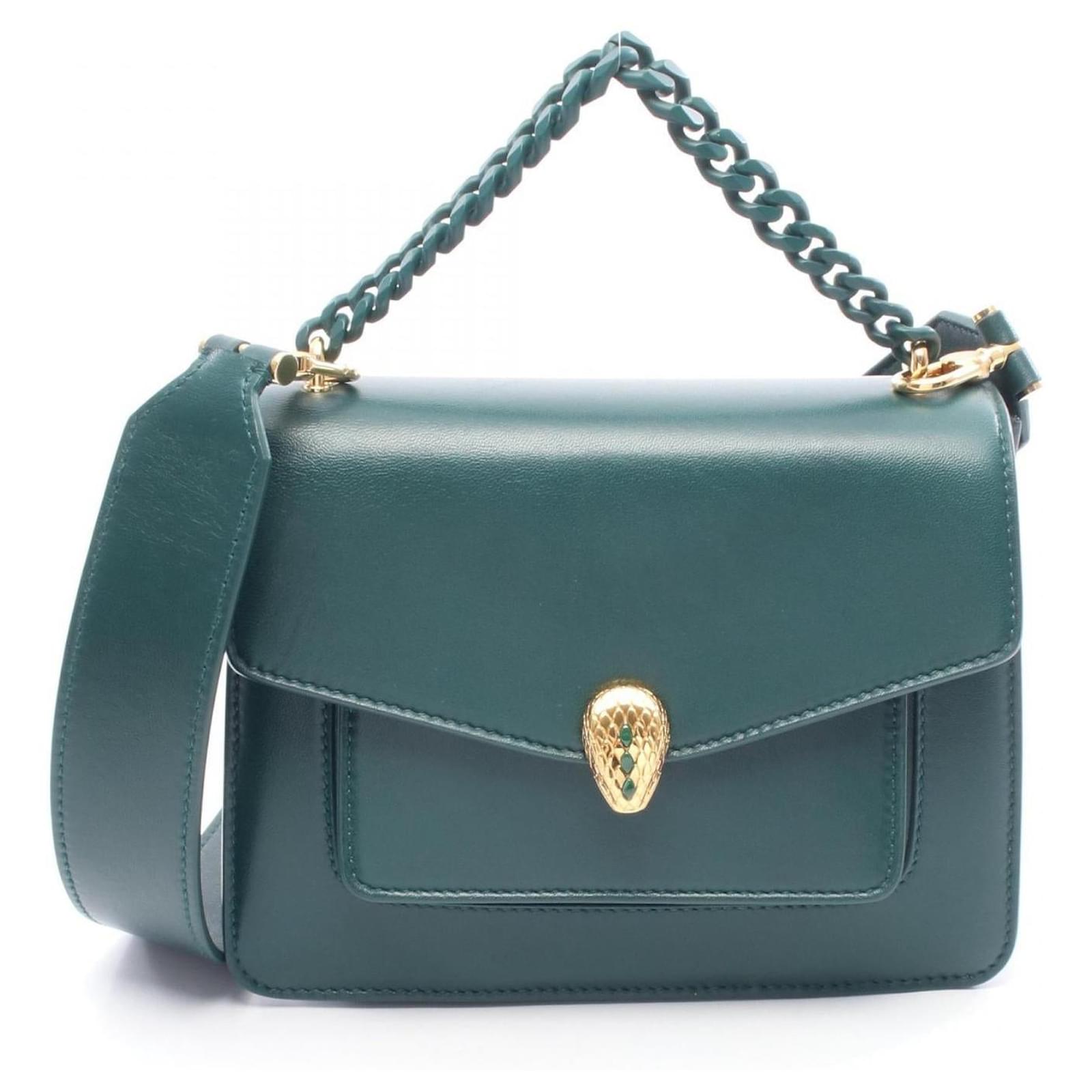 Bulgari BVLGARI Serpenti Forever Leather 2way Bag Green ref.2435366 ...