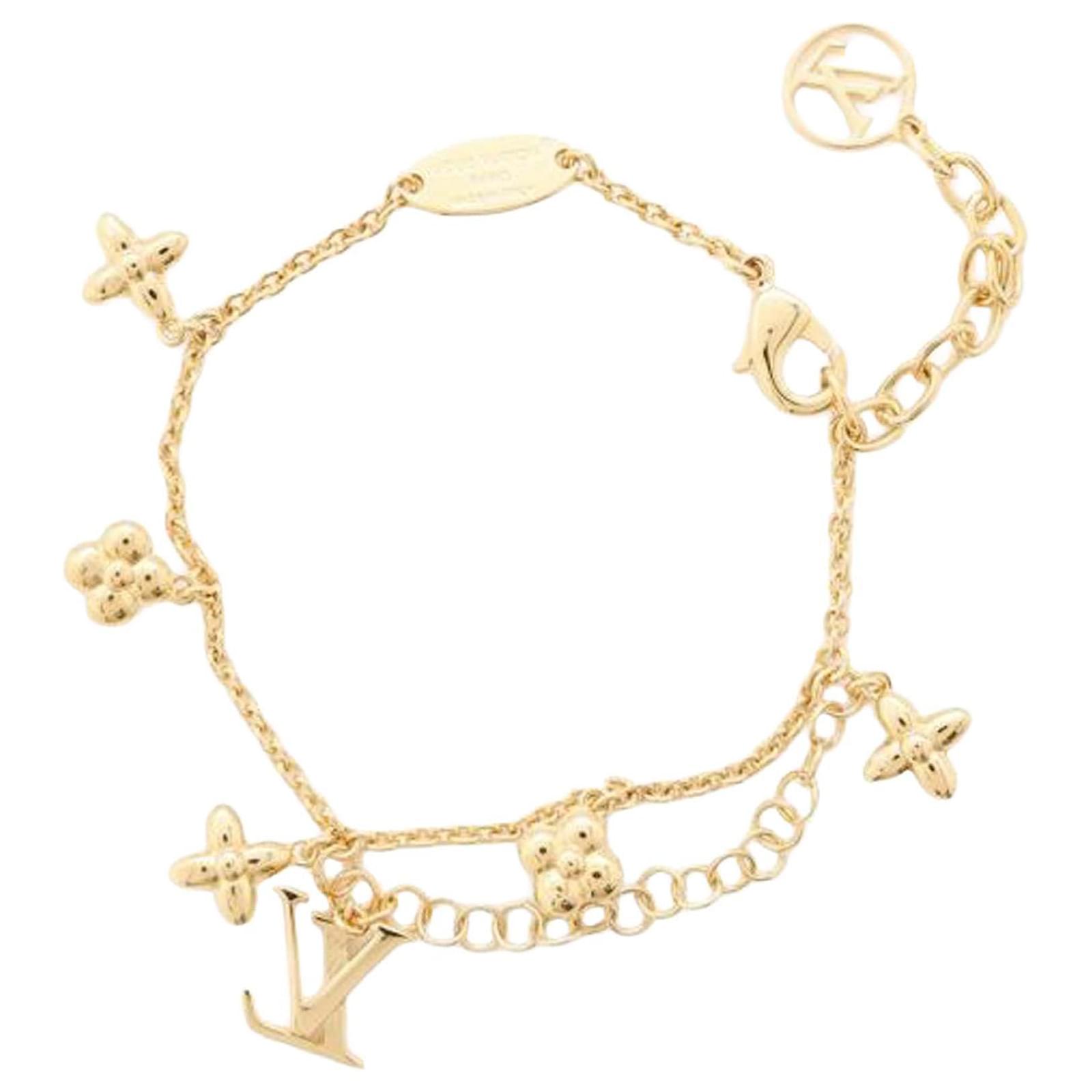 Louis Vuitton Gold Gold Plated LV Floragram Bracelet Golden Metal Gold ...