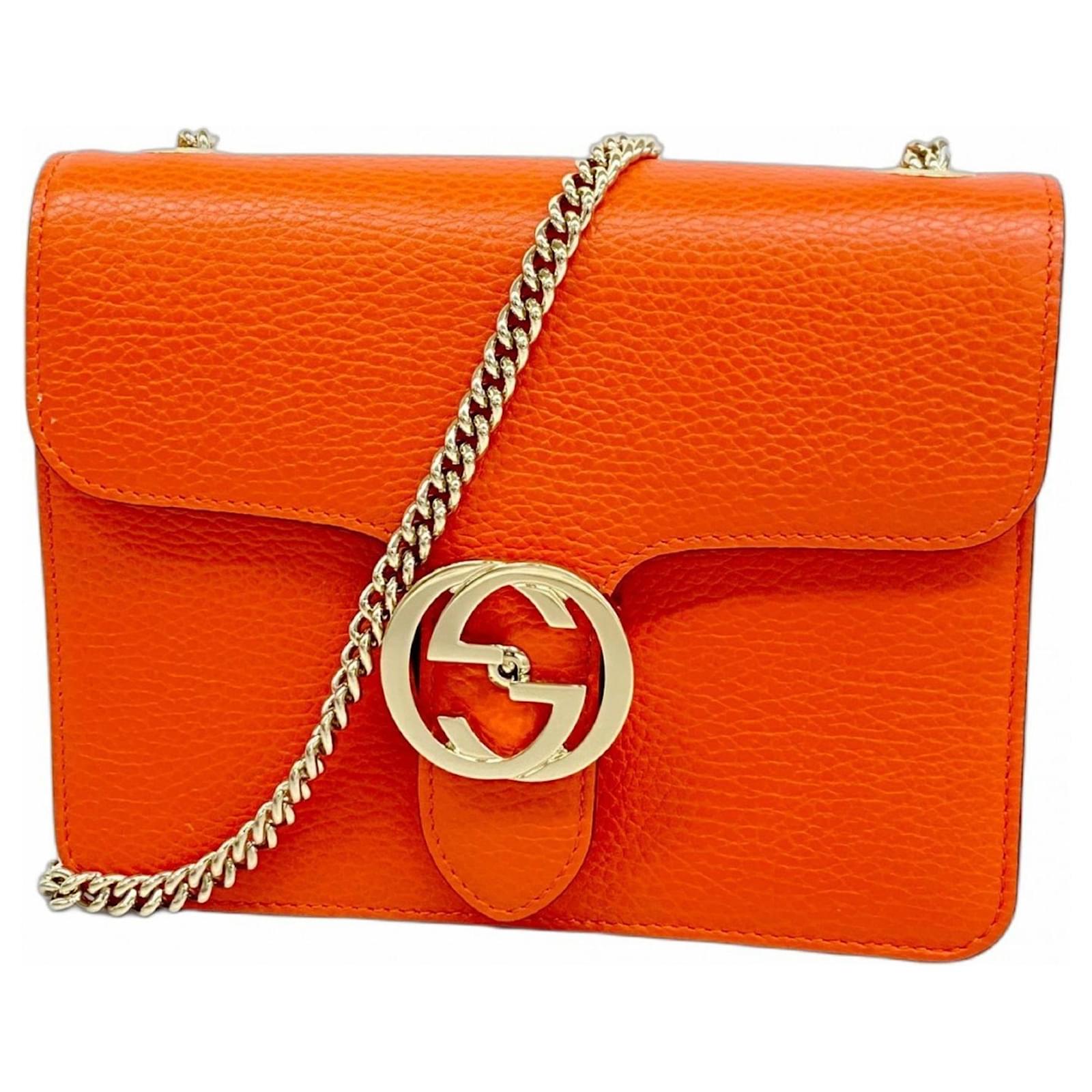 Gucci Interlocking G Shoulder Bag Orange Leather ref.2441967 - Joli Closet