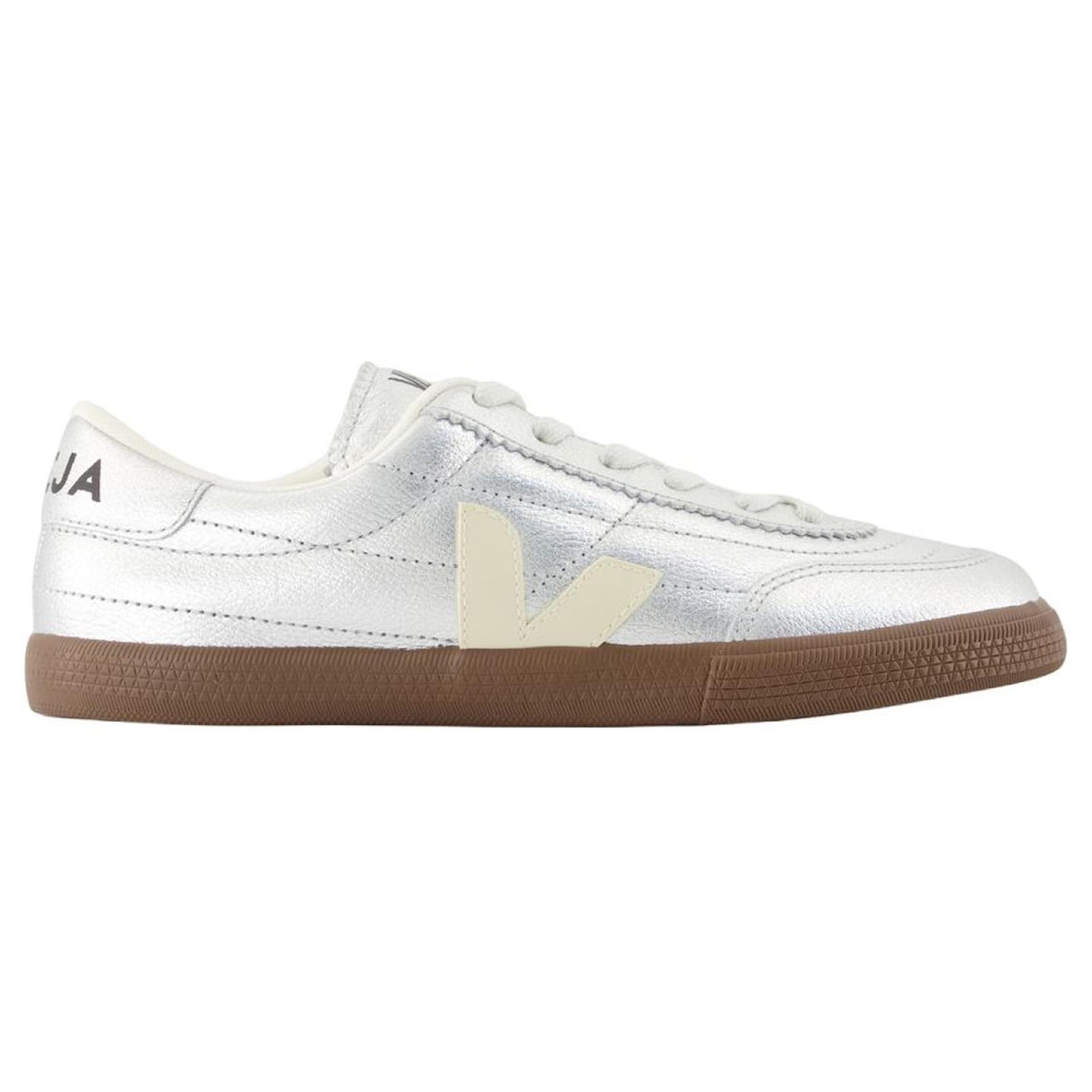 Panenka Sneakers - Veja - Leather - Silver Silvery Metallic Pony-style ...
