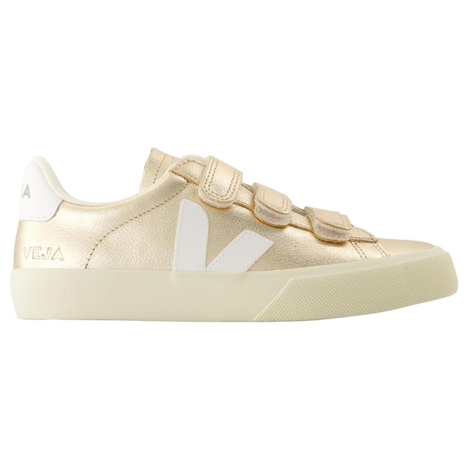 Recife Logo Sneakers - Veja - Leather - Gold Golden Metallic Pony-style ...