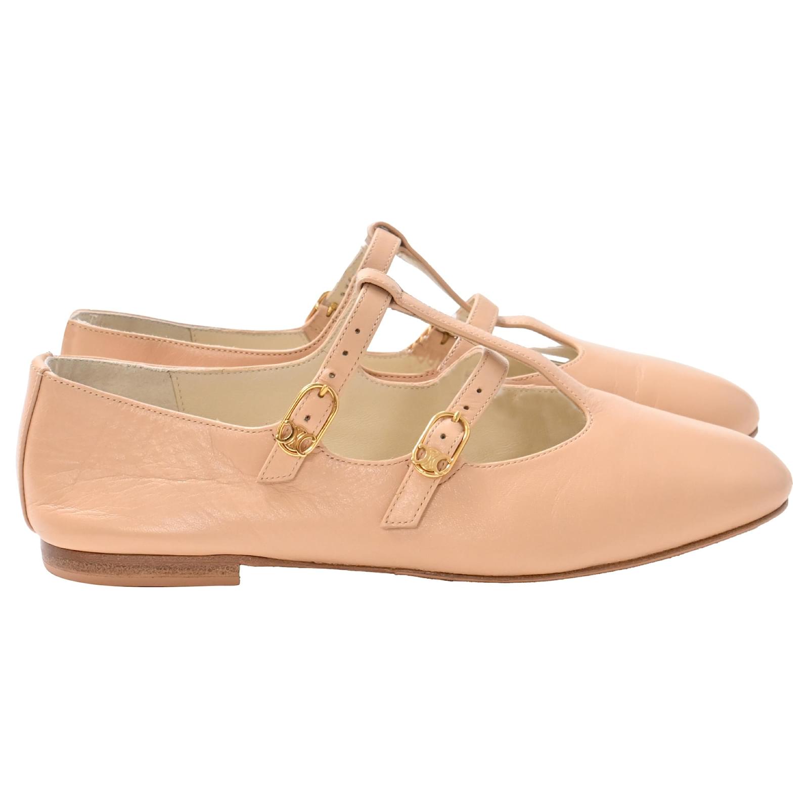 Céline Celine Ballet Flats in Beige Leather ref.2444976 - Joli Closet