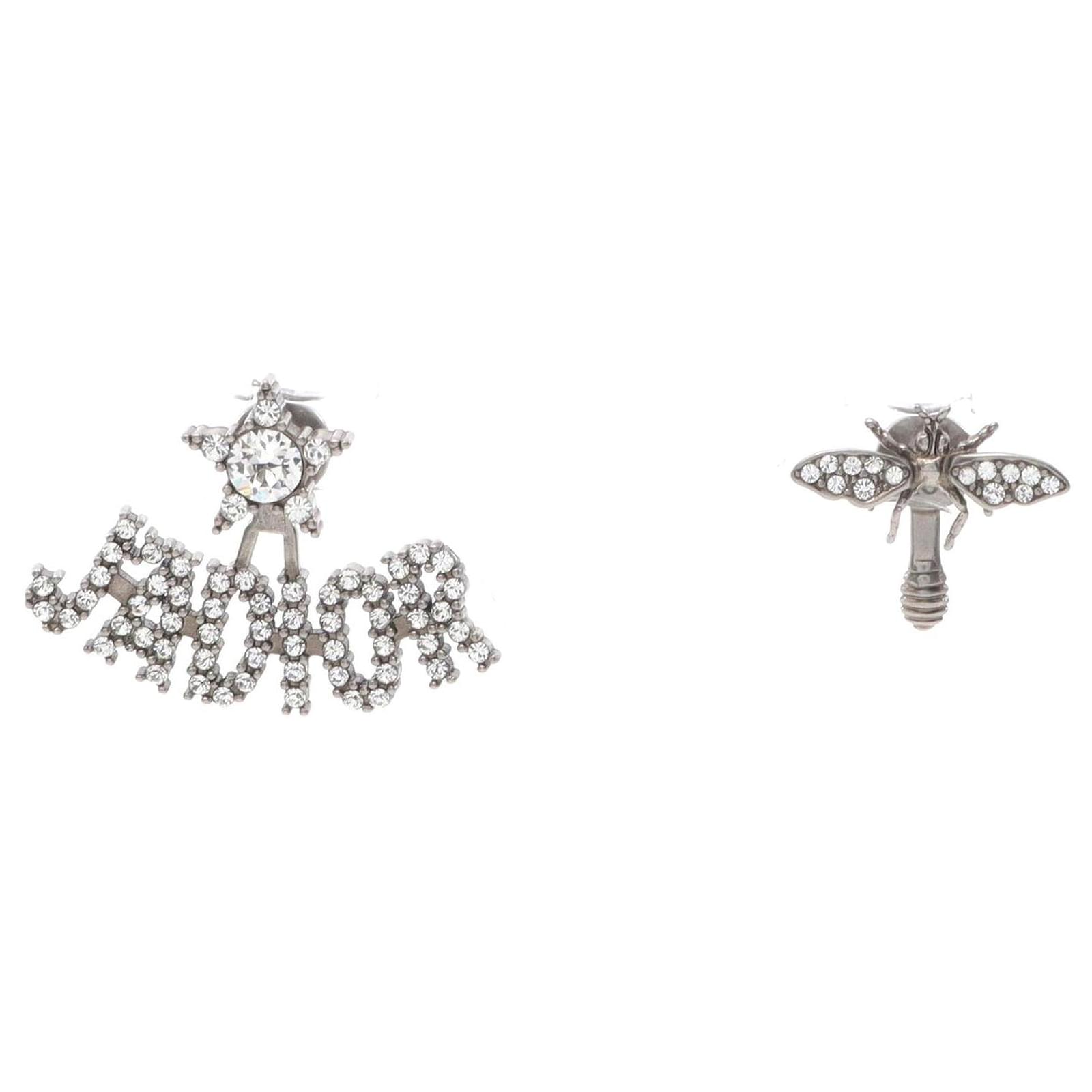 Dior J'ADIOR BEE Earrings Stainless Steel Rhinestone Silvery Metallic ...