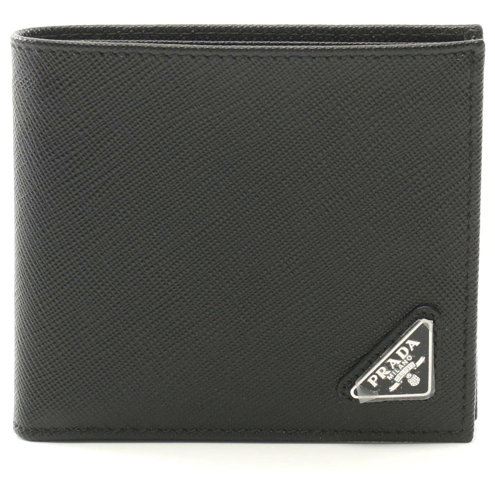 Prada Saffiano Leather Bifold Wallet Black Pony-style calfskin ref ...