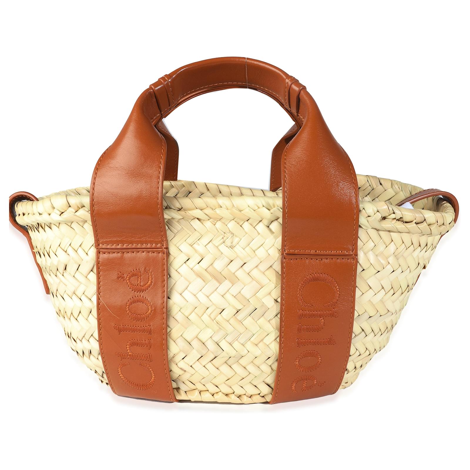 Chloé Caramel Raffia Smooth Calfskin Small Sense Basket Bag Brown Beige ...