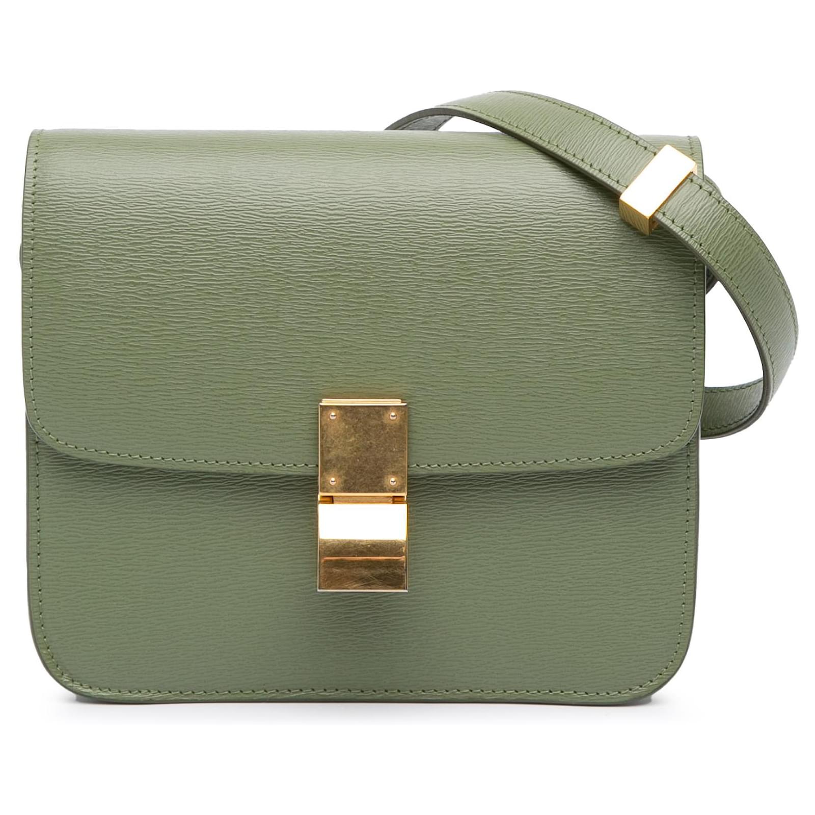Céline Celine Green Teen Calfskin Classic Box Olive green Leather Pony ...