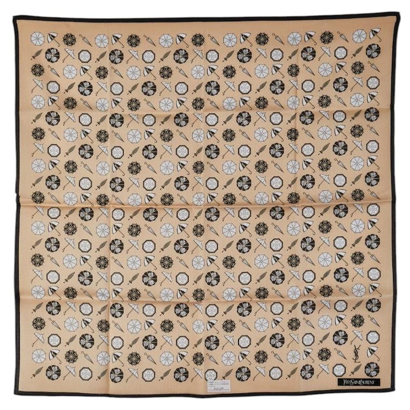 Yves Saint Laurent Saint Laurent Cotton YSL Logo Umbrella Pattern Scarf ...