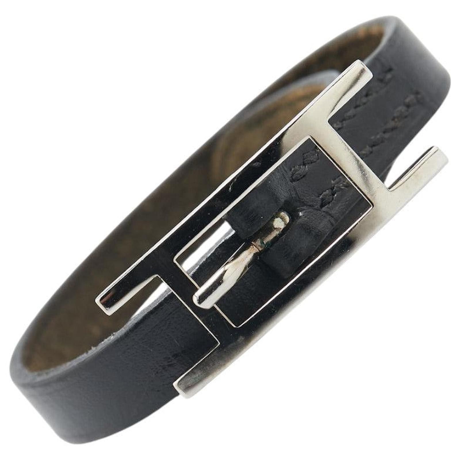 Hermès Hermes Api3 Leather Bracelet Black ref.2453742 - Joli Closet