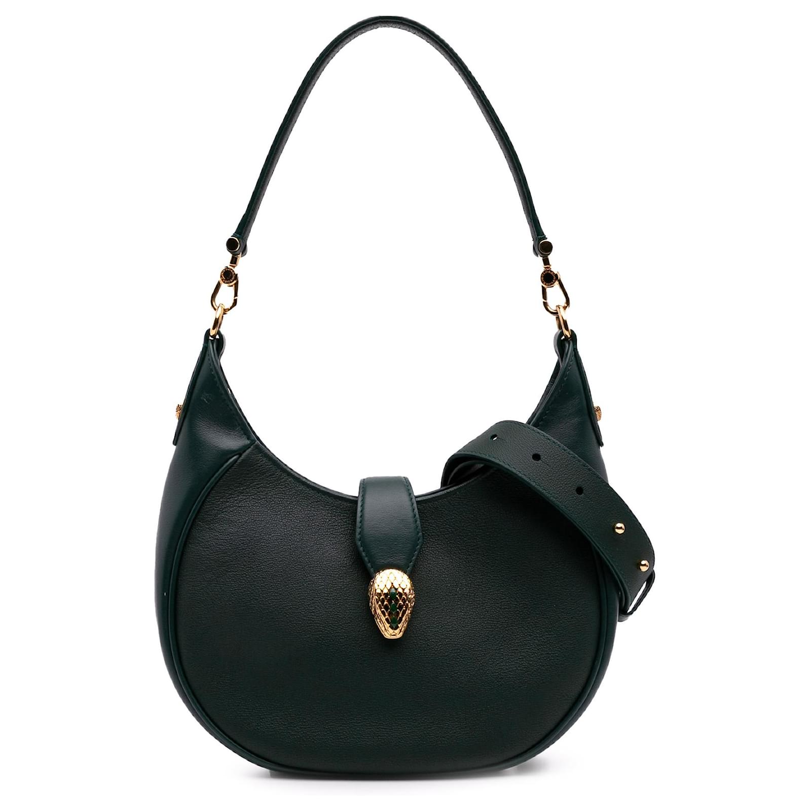 Bulgari Bvlgari Green Small Leather Serpenti Ellipse Satchel Dark green ...
