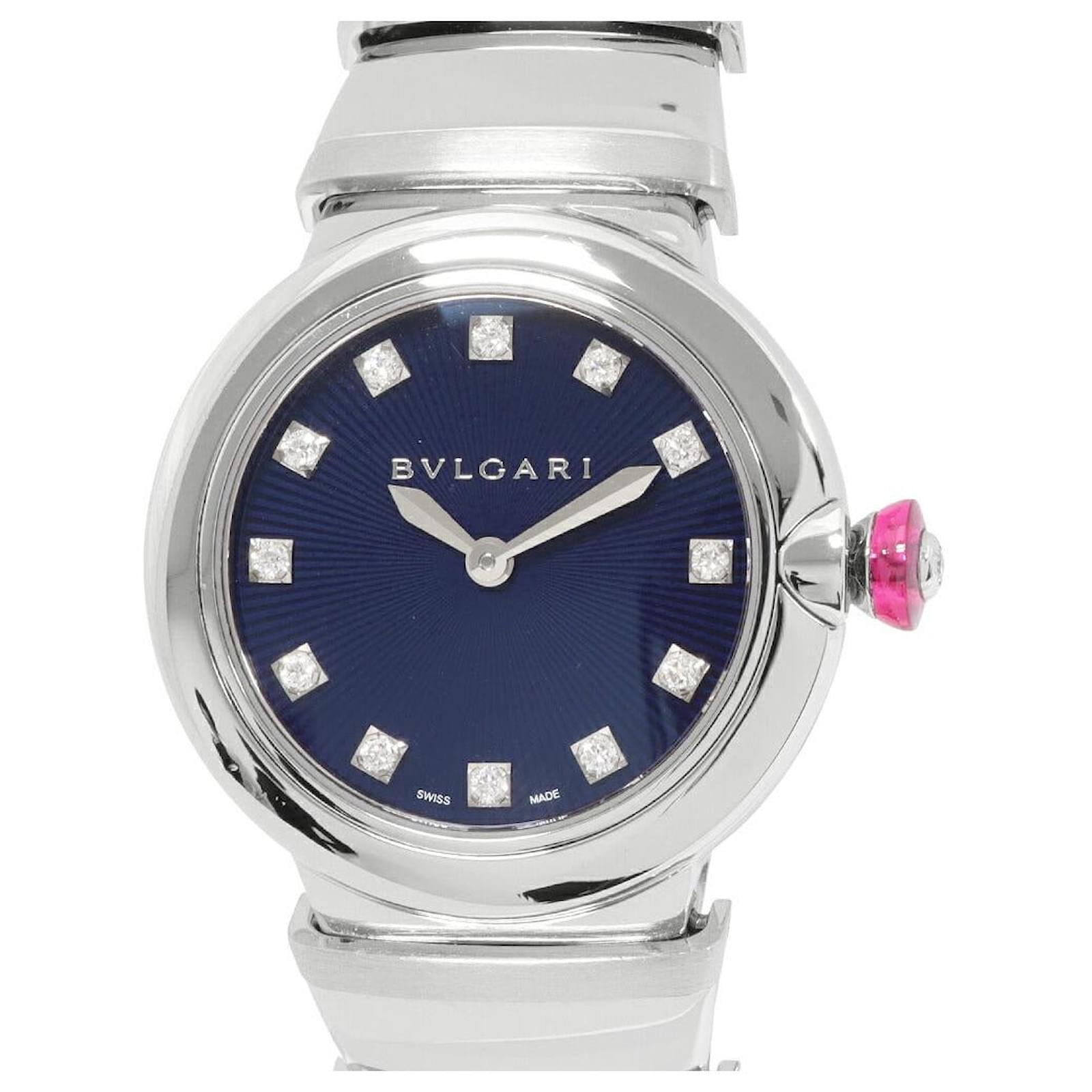 Bulgari Bvlgari Blue Dial 12 Diamond Indexes Lucea Watch LU28S Steel ...