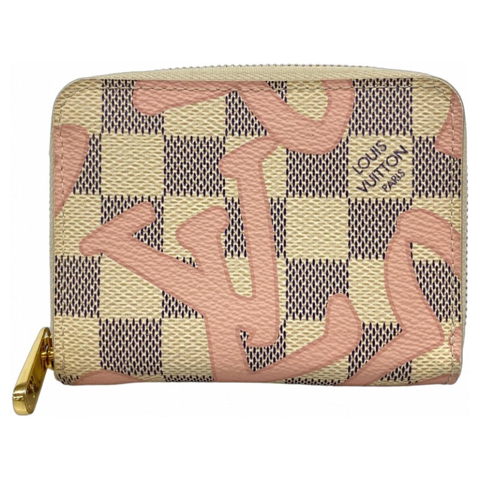 Louis Vuitton Damier Azur Tahiti Zippy Coin Purse Pink White ref ...