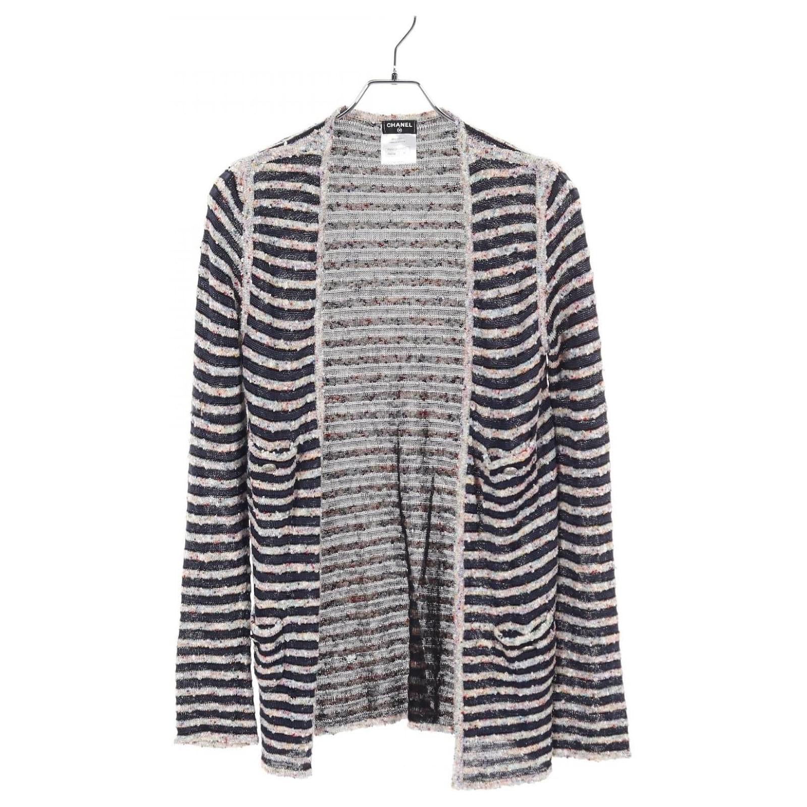 Chanel Cardigan Rayon Cotton Cardigan White Blue Multiple colors Navy ...