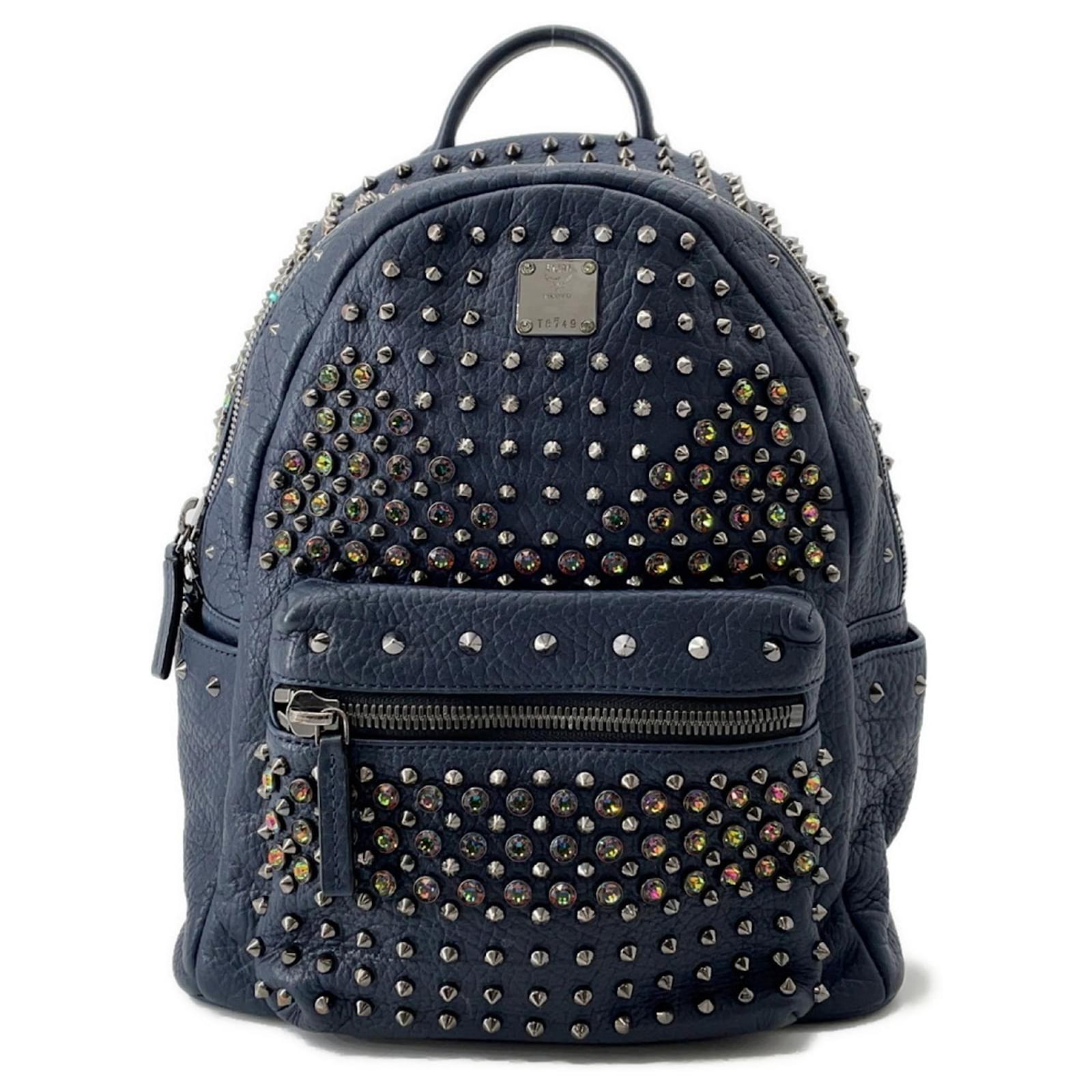 MCM Navy Leather Backpack Navy blue ref.2459963 - Joli Closet