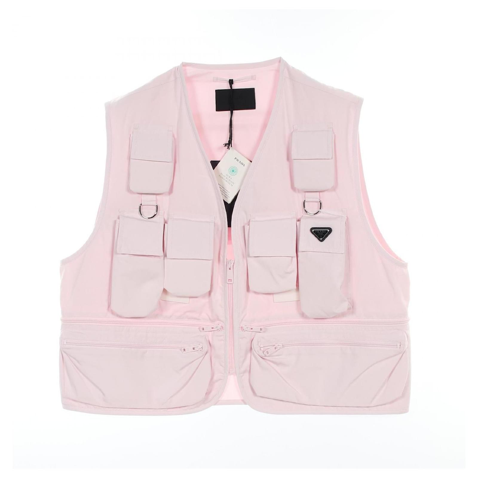 Prada Triangle Logo Utility Pocket Cotton Vest Pink ref.2463148 - Joli ...