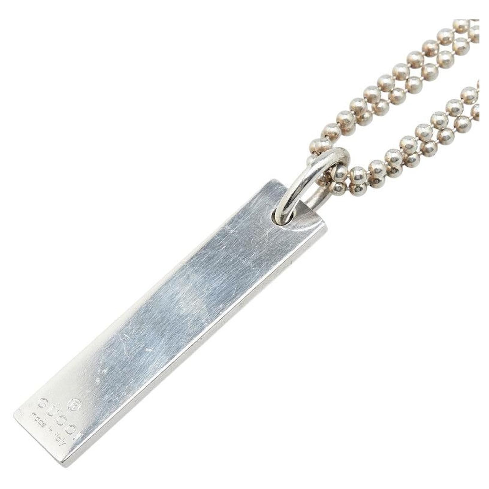 Gucci Logo Plate SV925 Necklace Silvery ref.2463405 - Joli Closet