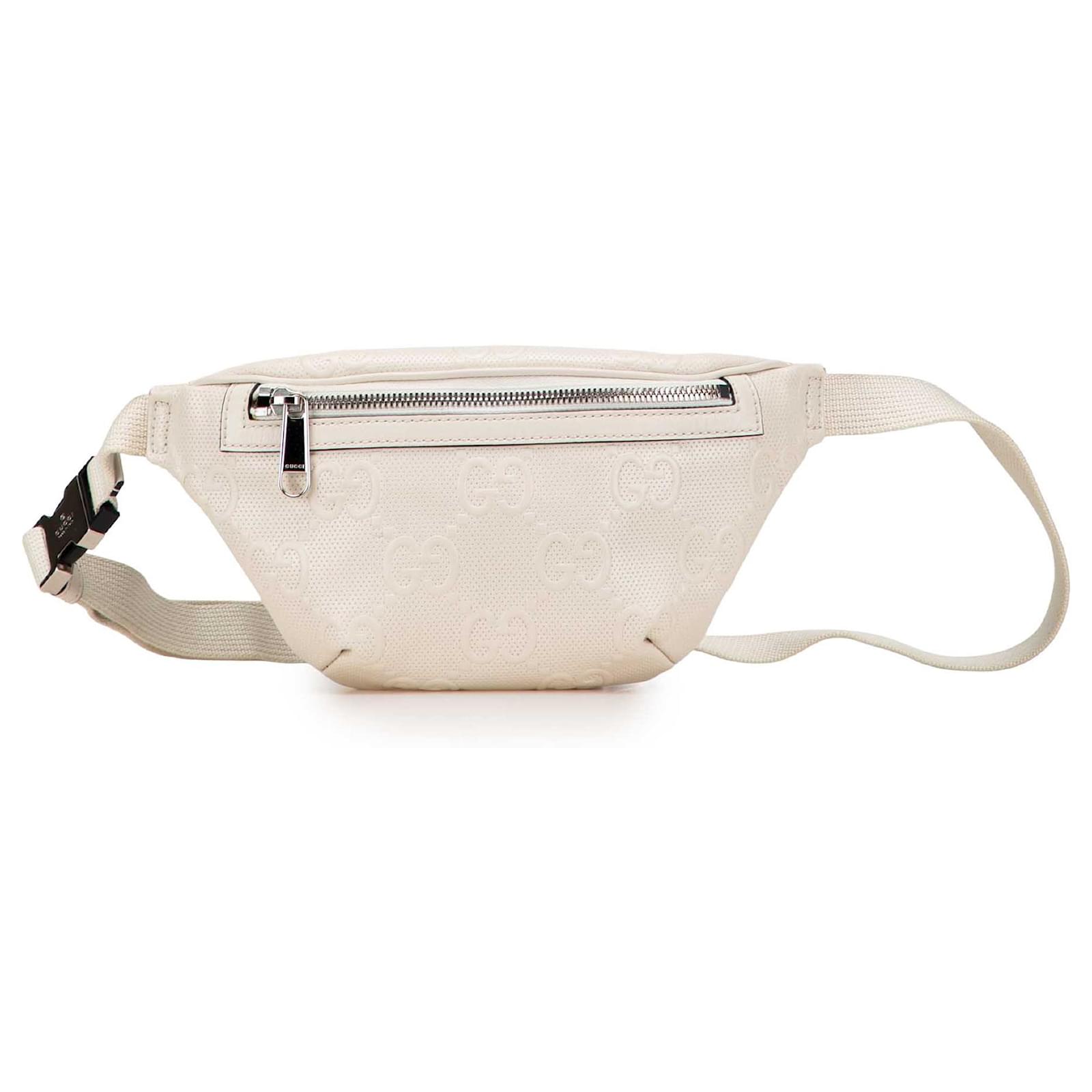 Gucci White GG Embossed Perforated Leather Belt Bag (Sold) - Joli Closet